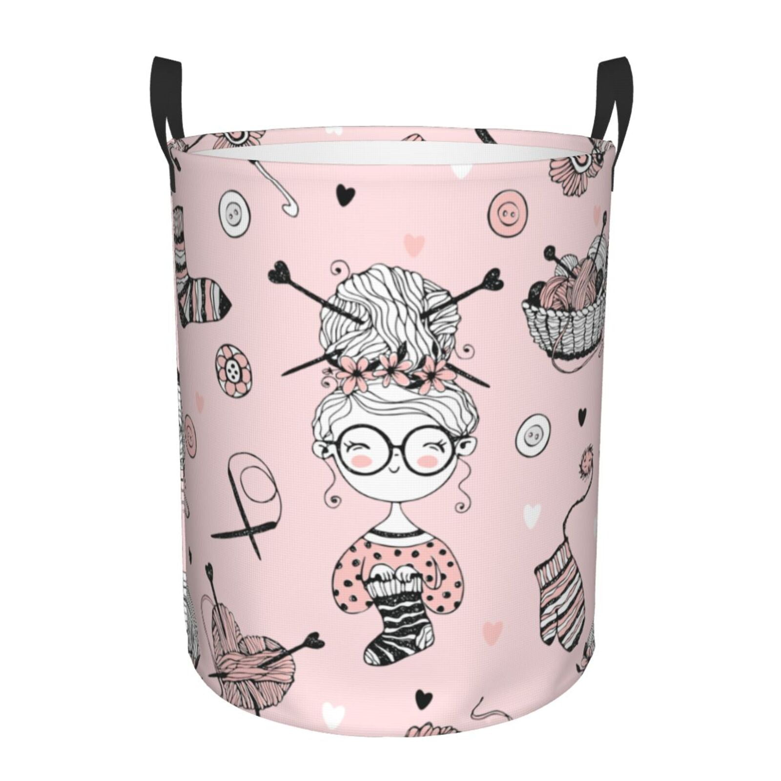 XMXT Collapsible Laundry Basket, Fabric Girl Print Waterproof Laundry ...