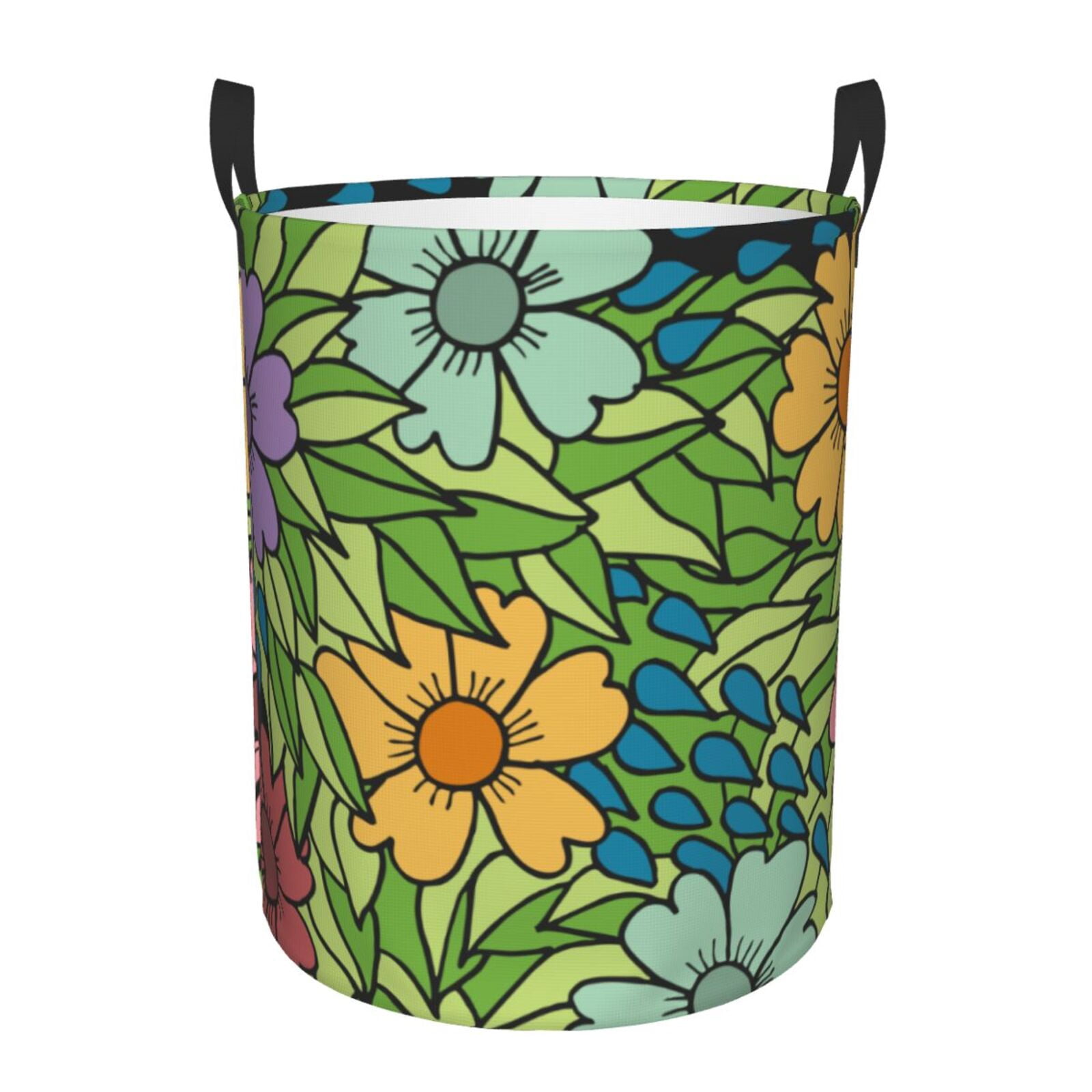 XMXT Collapsible Laundry Basket, Flowers Floral Background Stamp ...