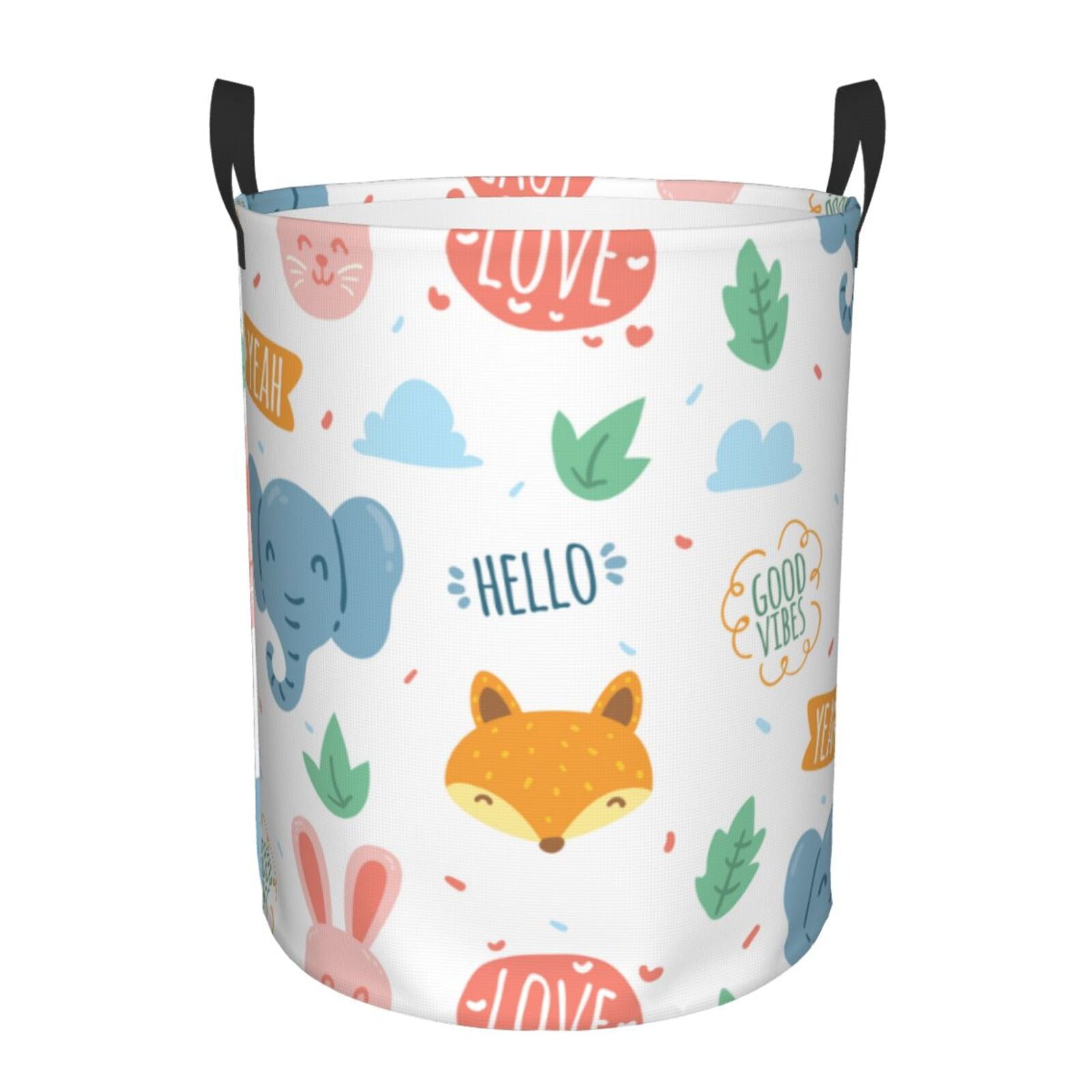 XMXT Collapsible Laundry Basket, Friendly Cartoon Animals Polyester ...