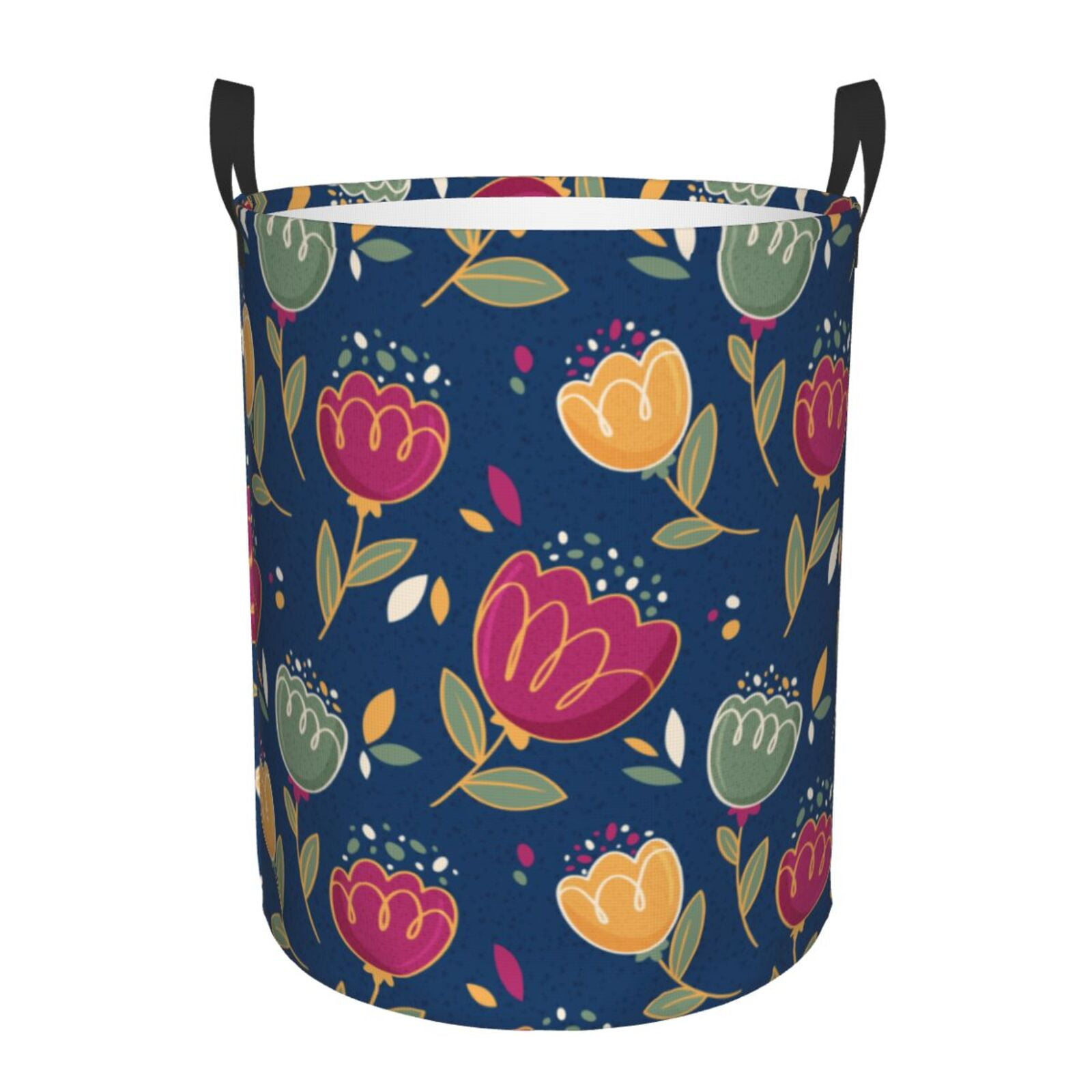 XMXT Collapsible Laundry Basket, Fuchsia Spring Florals Waterproof ...