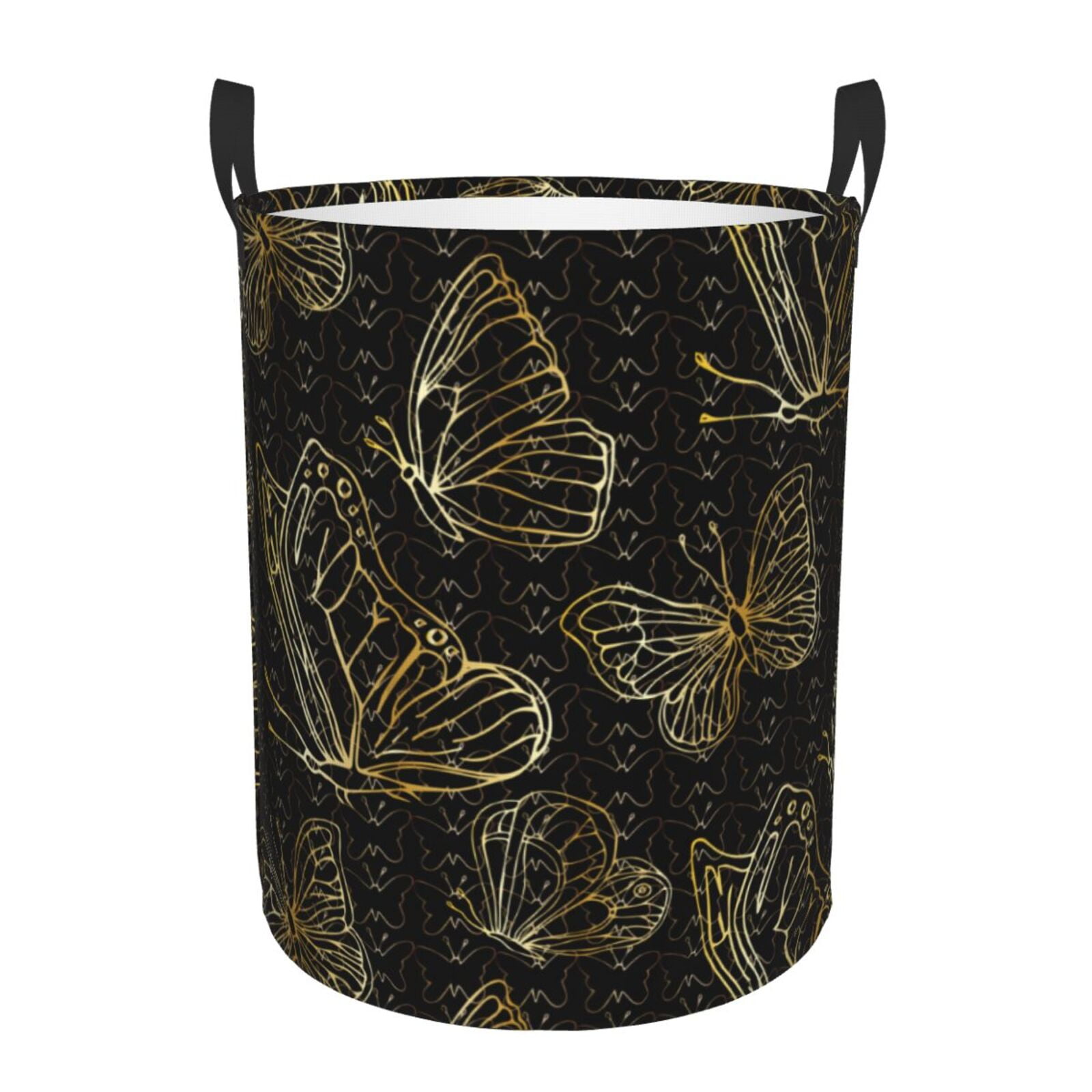 XMXT Collapsible Laundry Basket, Gold Lines Butterfly Waterproof ...