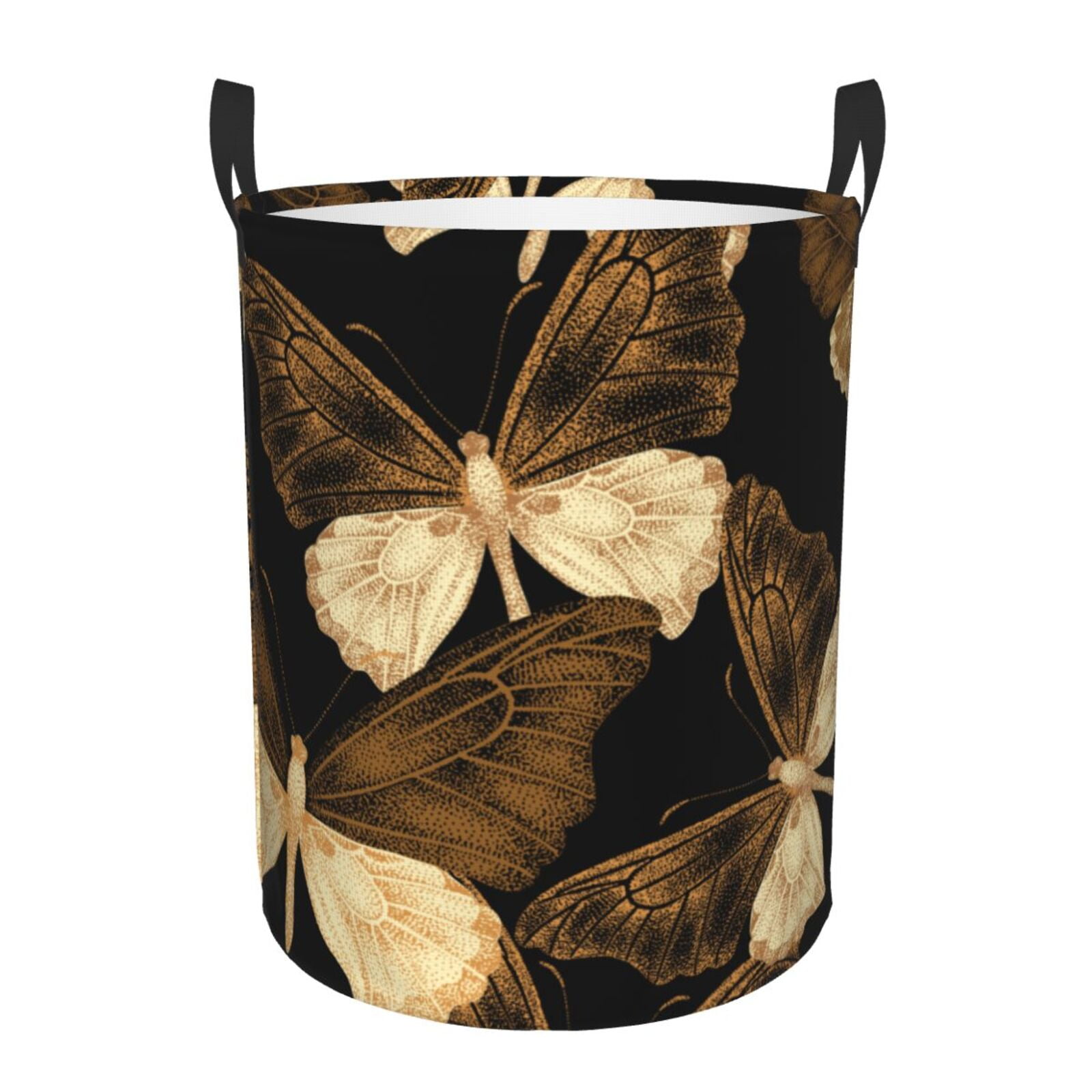 XMXT Collapsible Laundry Basket, Gold Mechanical Butterfly Waterproof ...