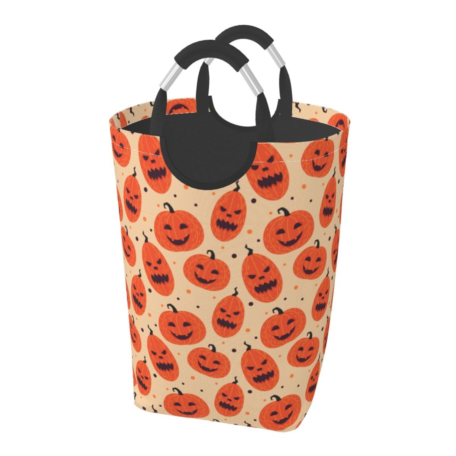 XMXT Collapsible Laundry Basket Hamper, Beige Pumpkin Ghost Faces Large ...