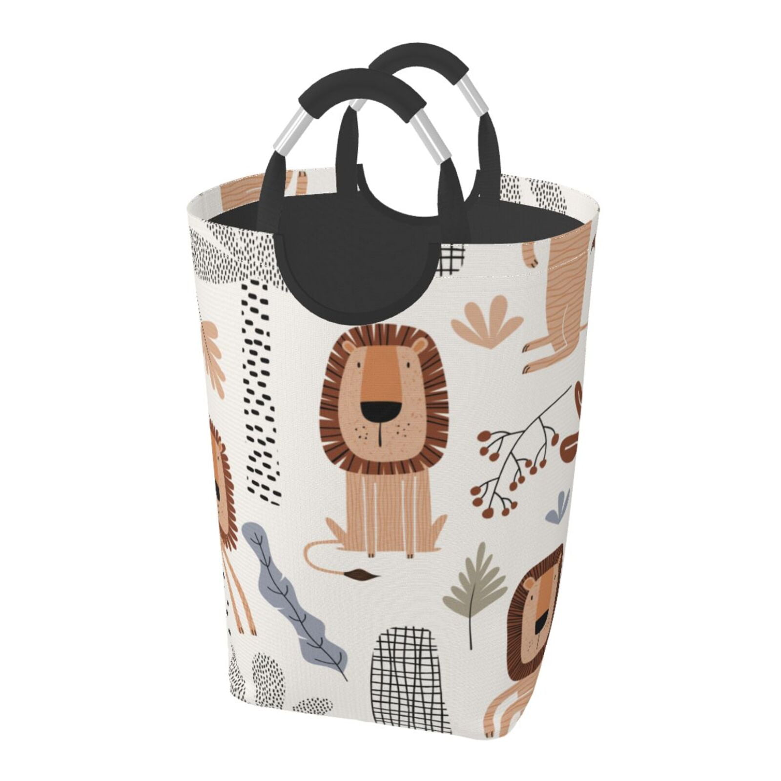 XMXT Collapsible Laundry Basket Hamper, Boho Lion Hand Drawing Large ...