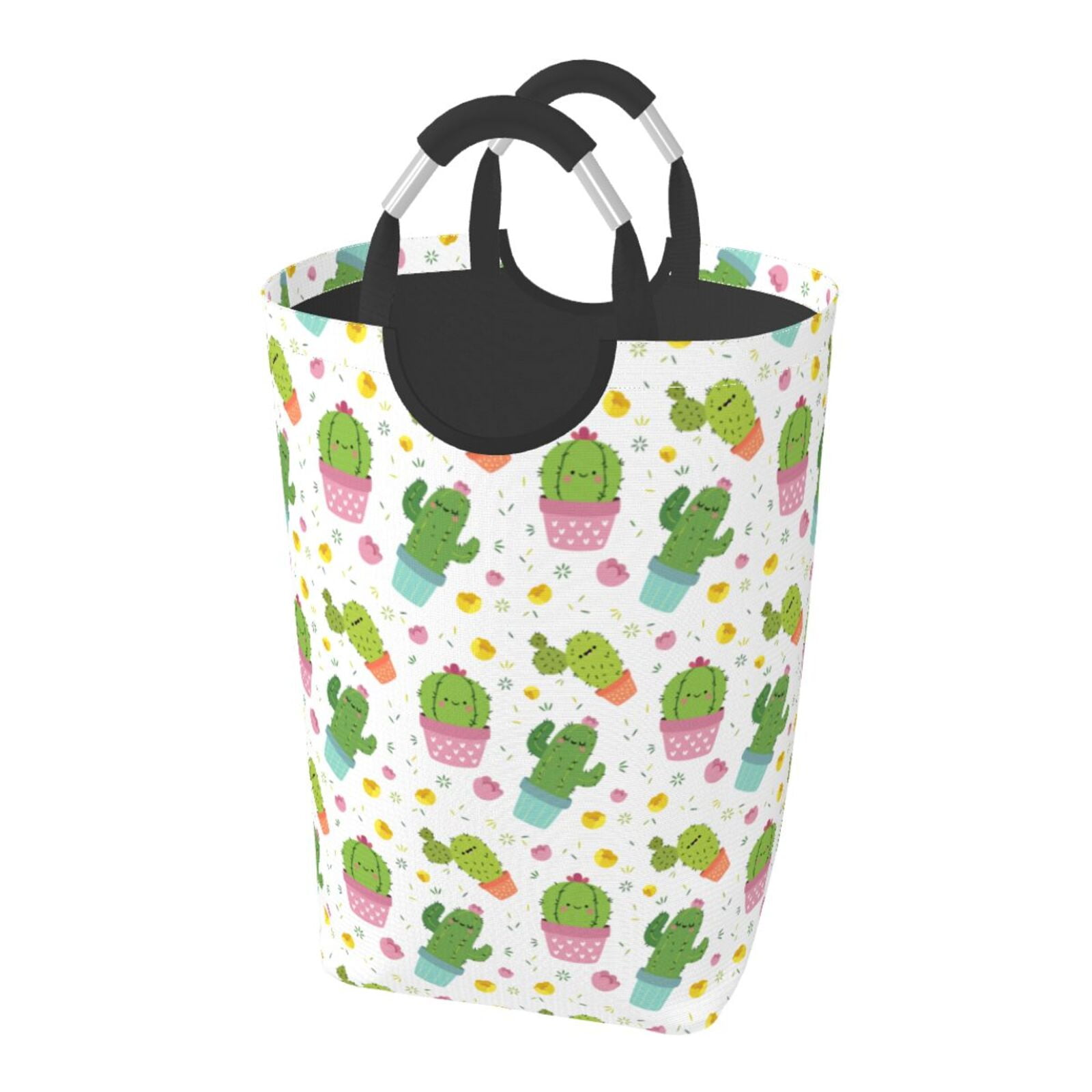 XMXT Collapsible Laundry Basket Hamper, Cartoon Cactus Print Large ...