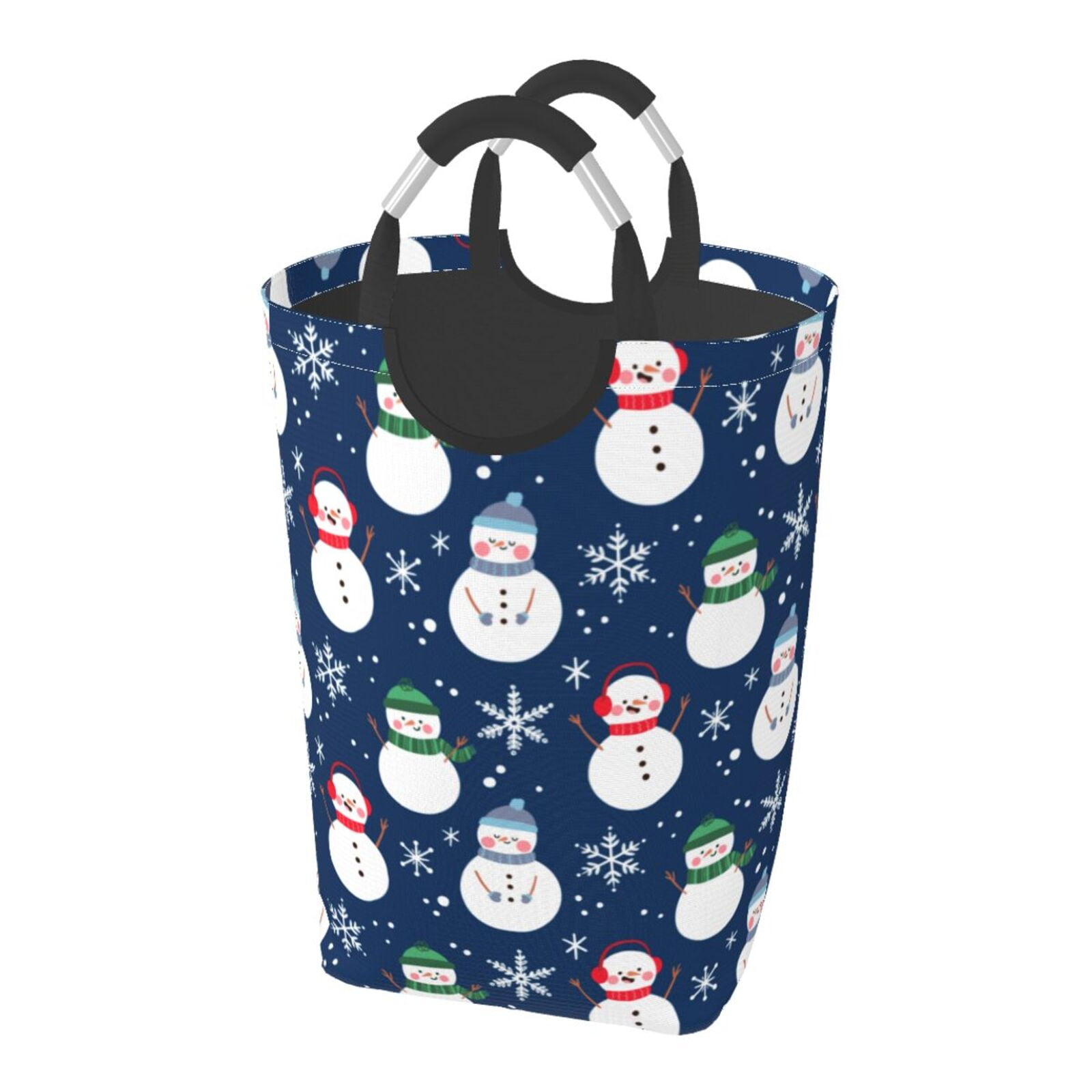XMXT Collapsible Laundry Basket Hamper, Cute Snowman Blue Background ...