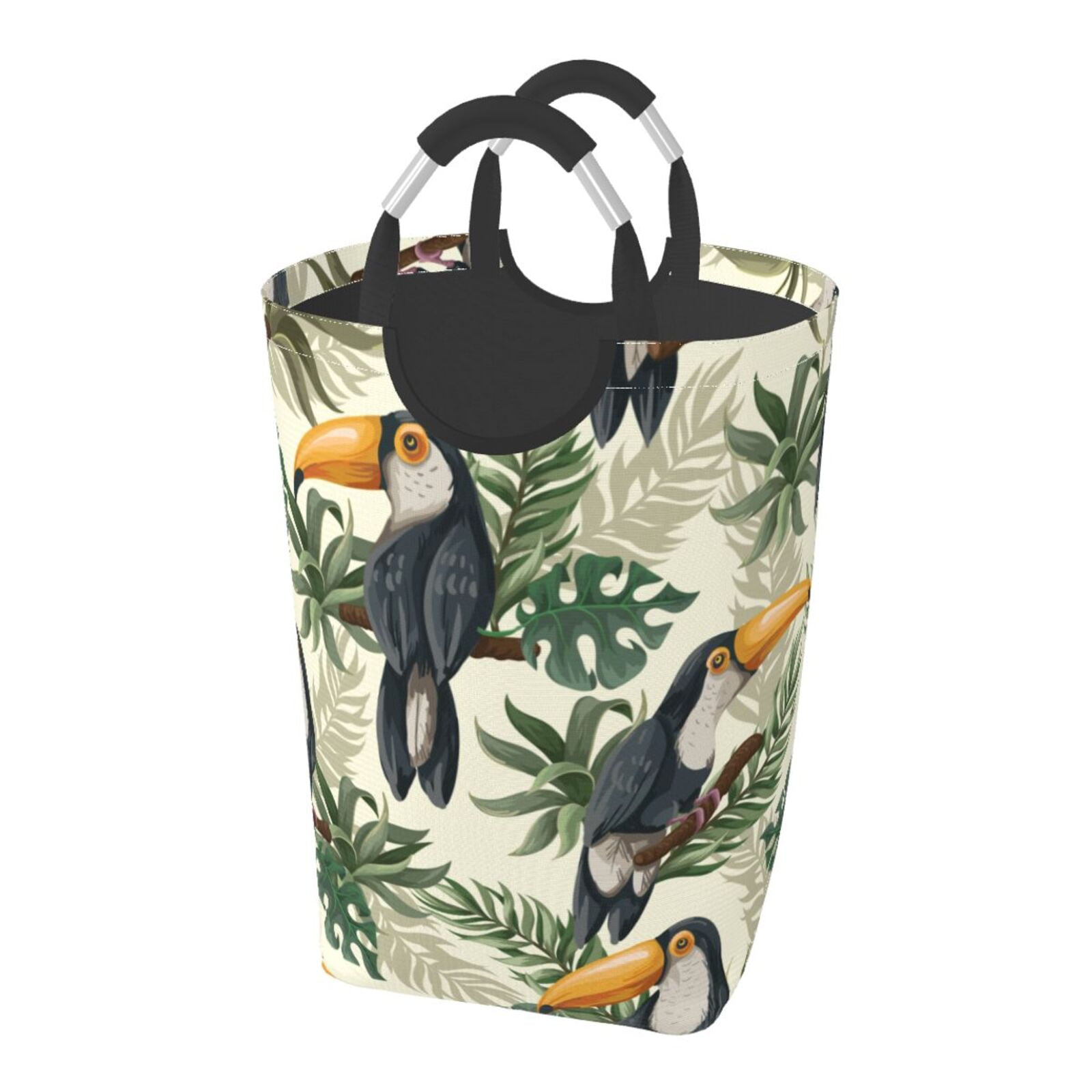 XMXT Collapsible Laundry Basket Hamper, Cute Toucan Leaf Pattern Large ...
