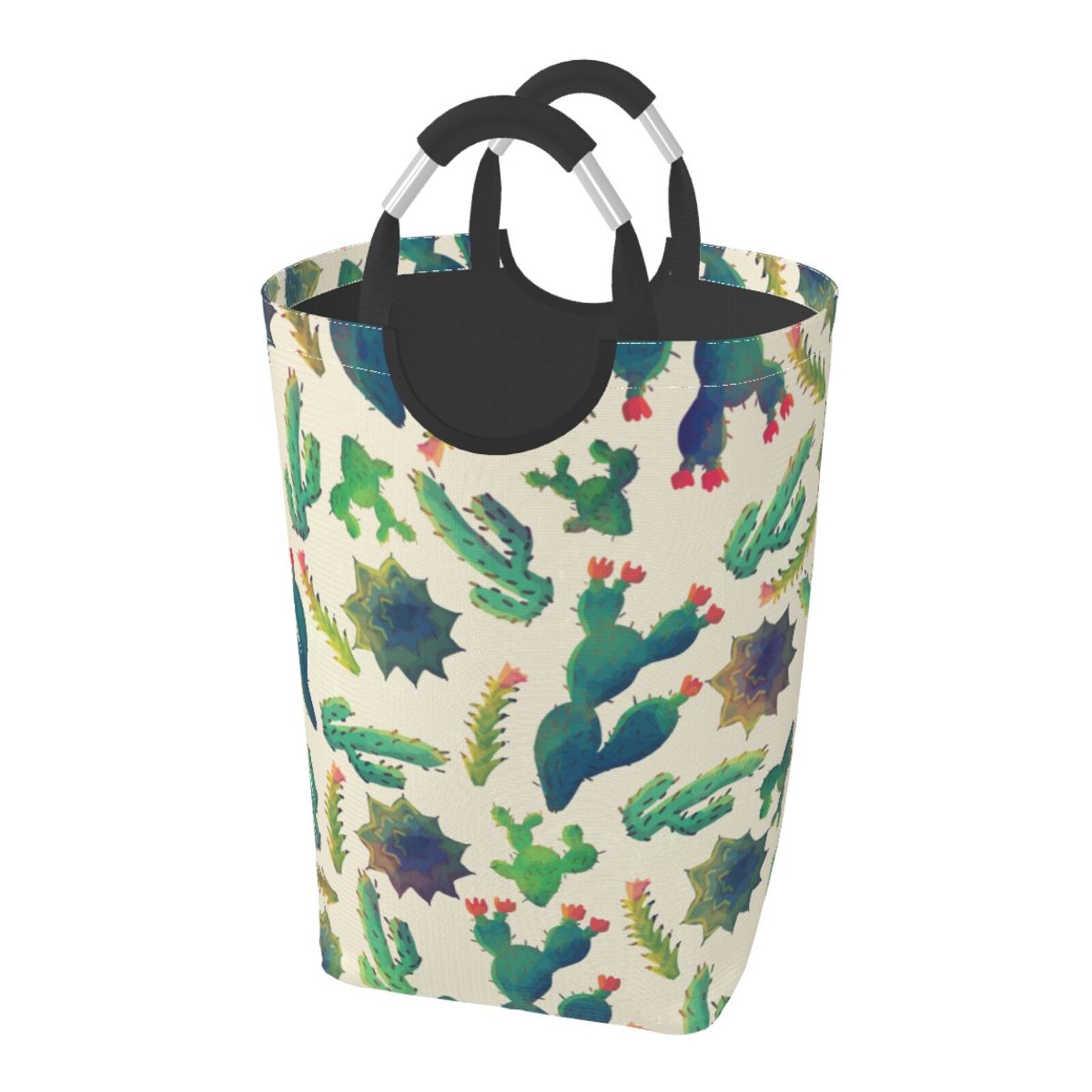 XMXT Collapsible Laundry Basket Hamper, Multi Cactus Watercolor Large ...