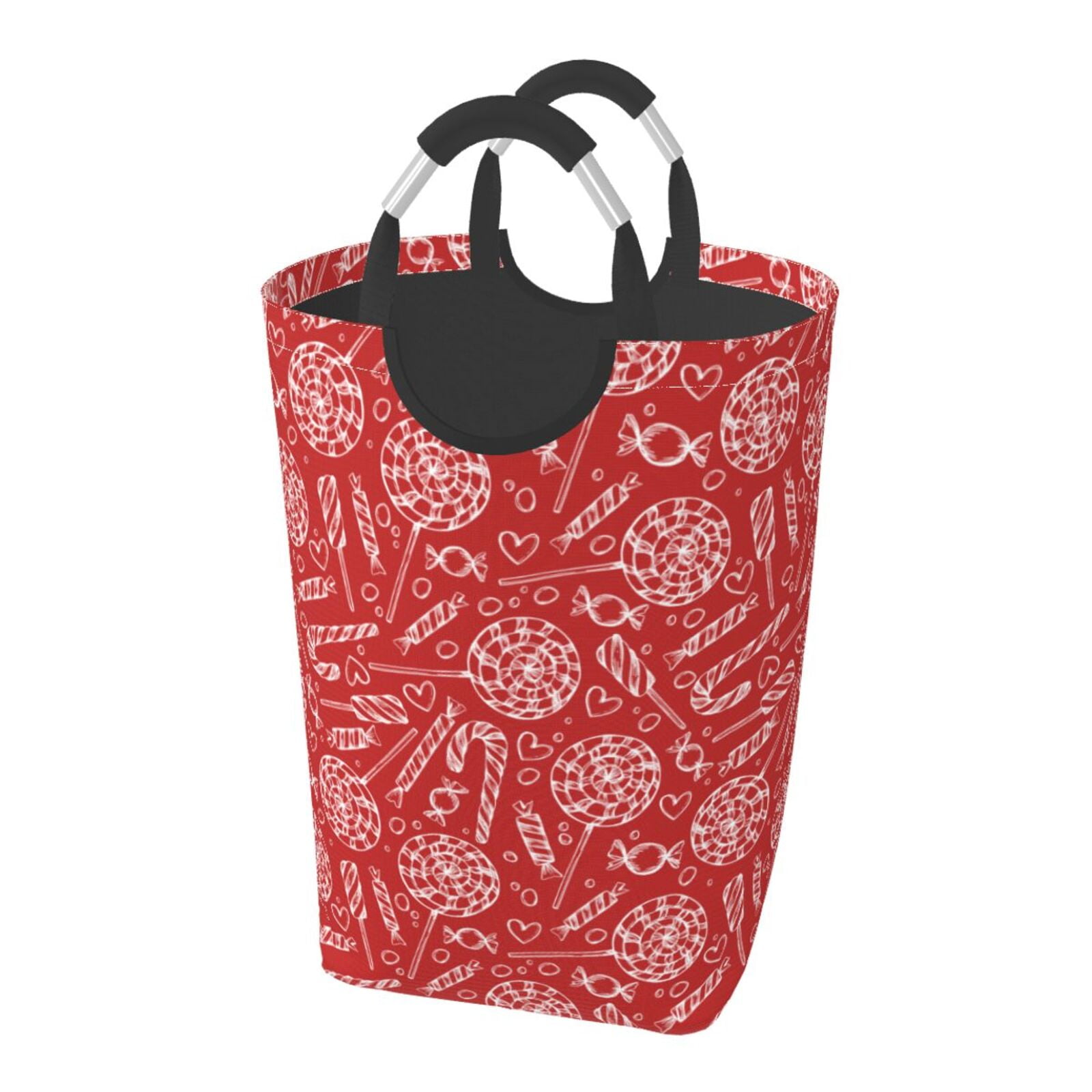 XMXT Collapsible Laundry Basket Hamper, Red Lollipop Candy Hand Drawn ...