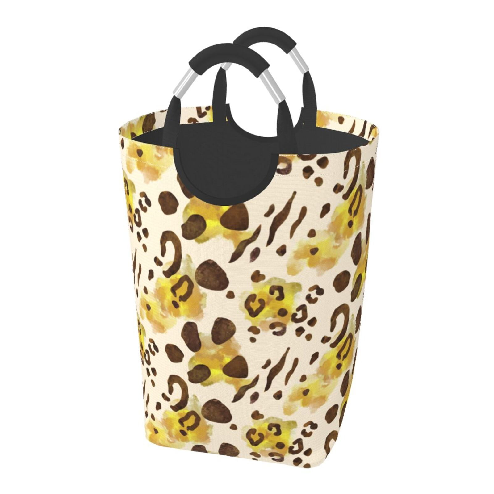 XMXT Collapsible Laundry Basket Hamper, Yellow Creative Leopard Large ...