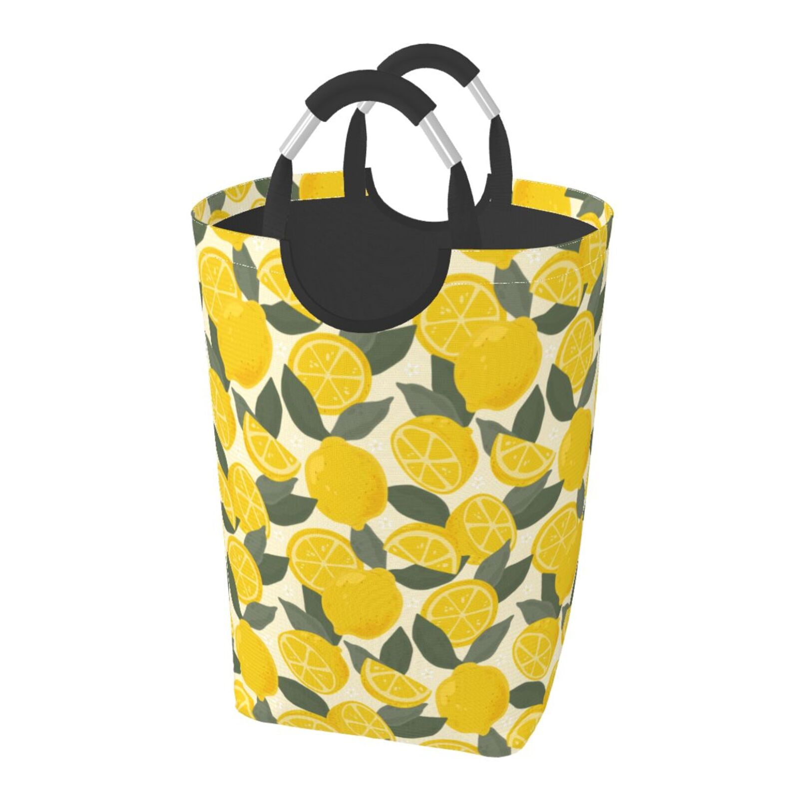 XMXT Collapsible Laundry Basket Hamper, Yellow Fun Lemon Print Large ...