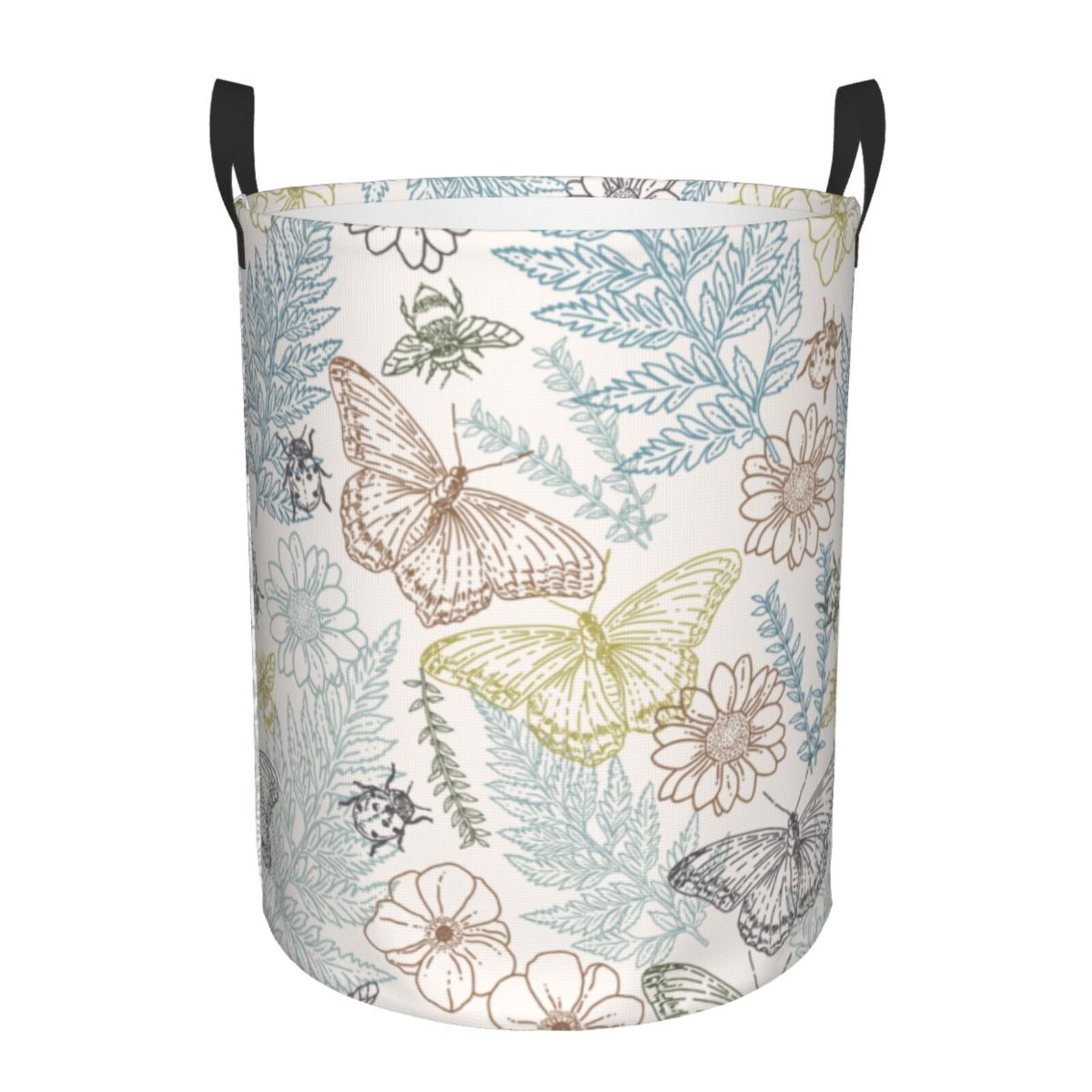 XMXT Collapsible Laundry Basket, Hand Painted Butterfly Insects ...