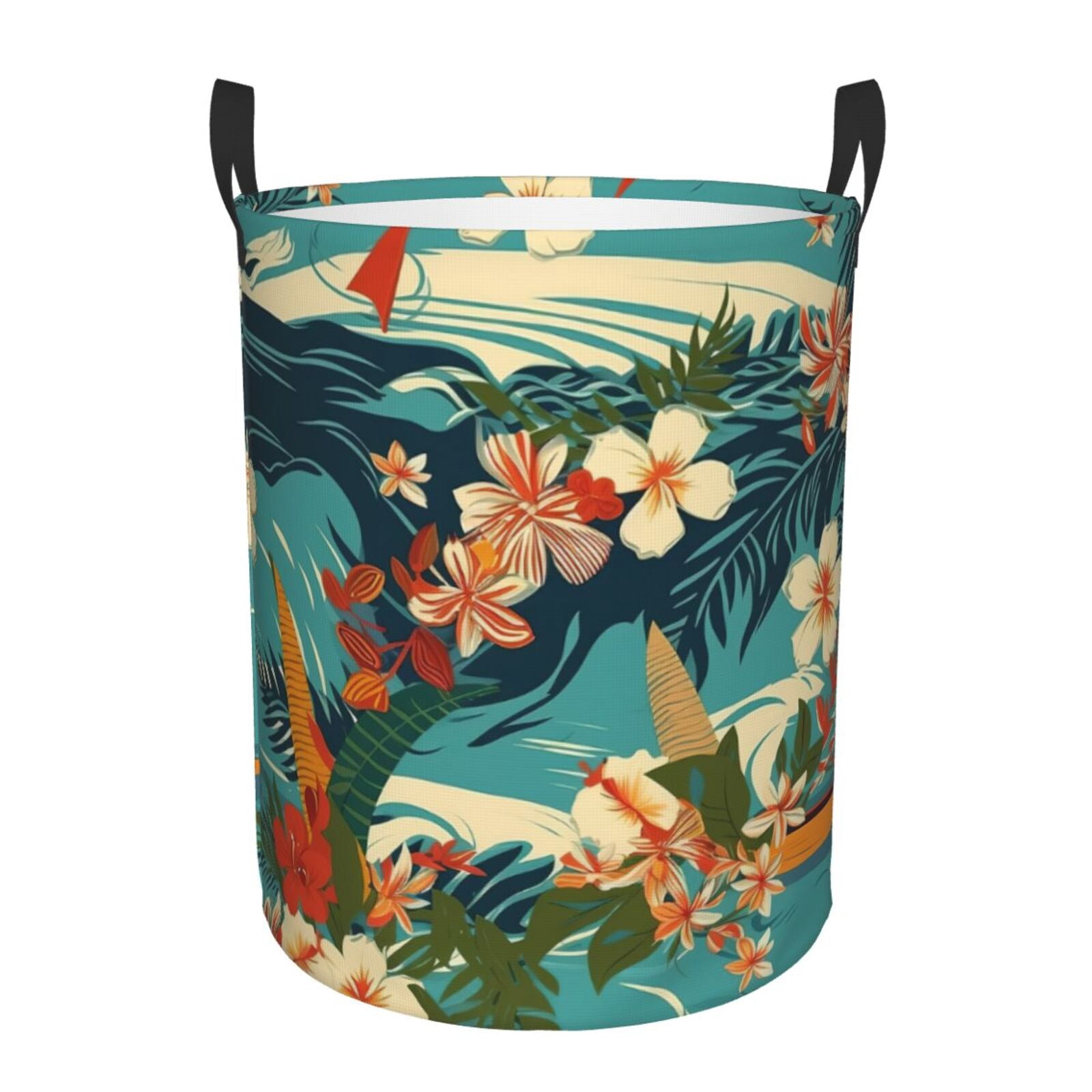 XMXT Collapsible Laundry Basket, Hawaiian Surf Illustration Polyester ...