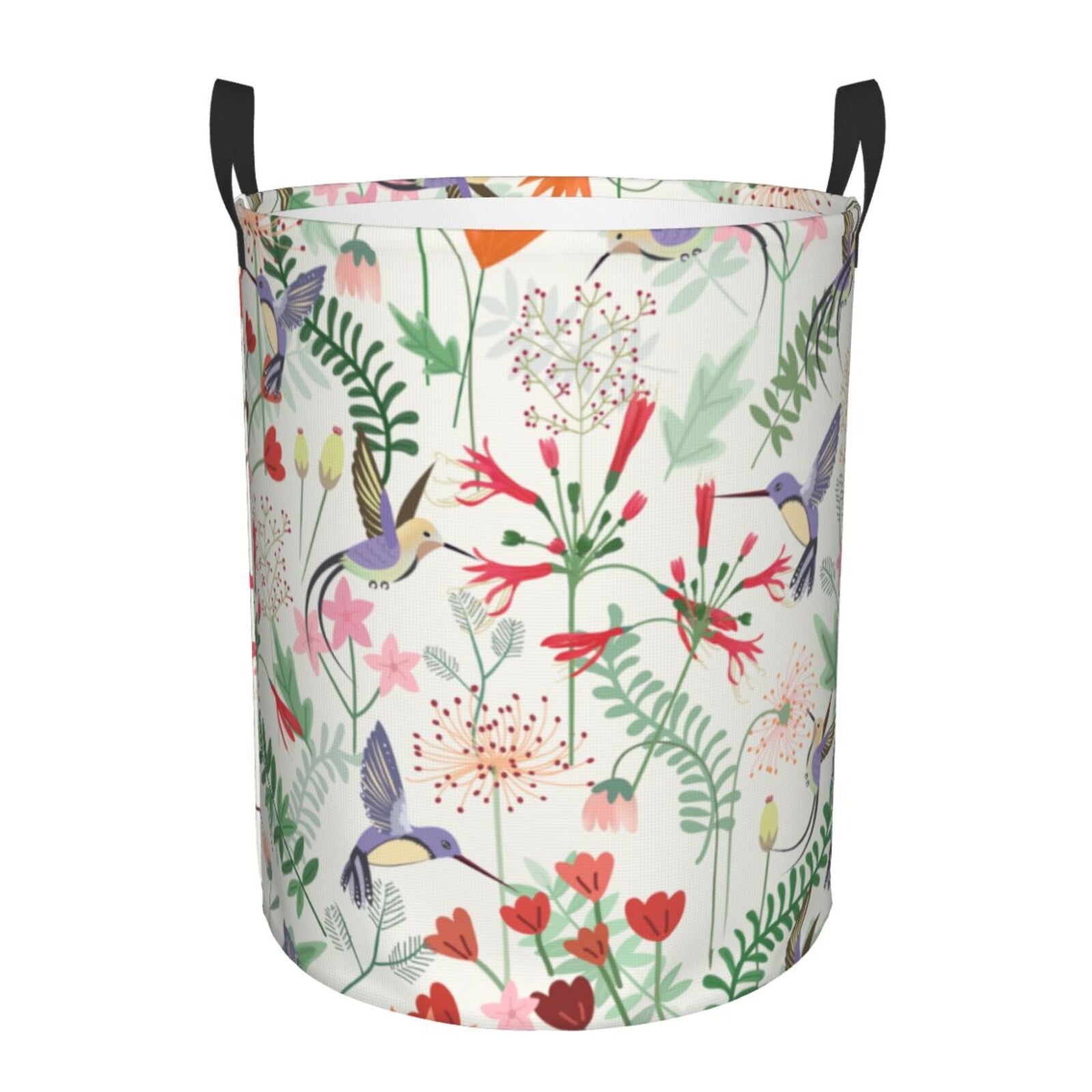 XMXT Collapsible Laundry Basket, Hummingbird Spring Floral Waterproof ...