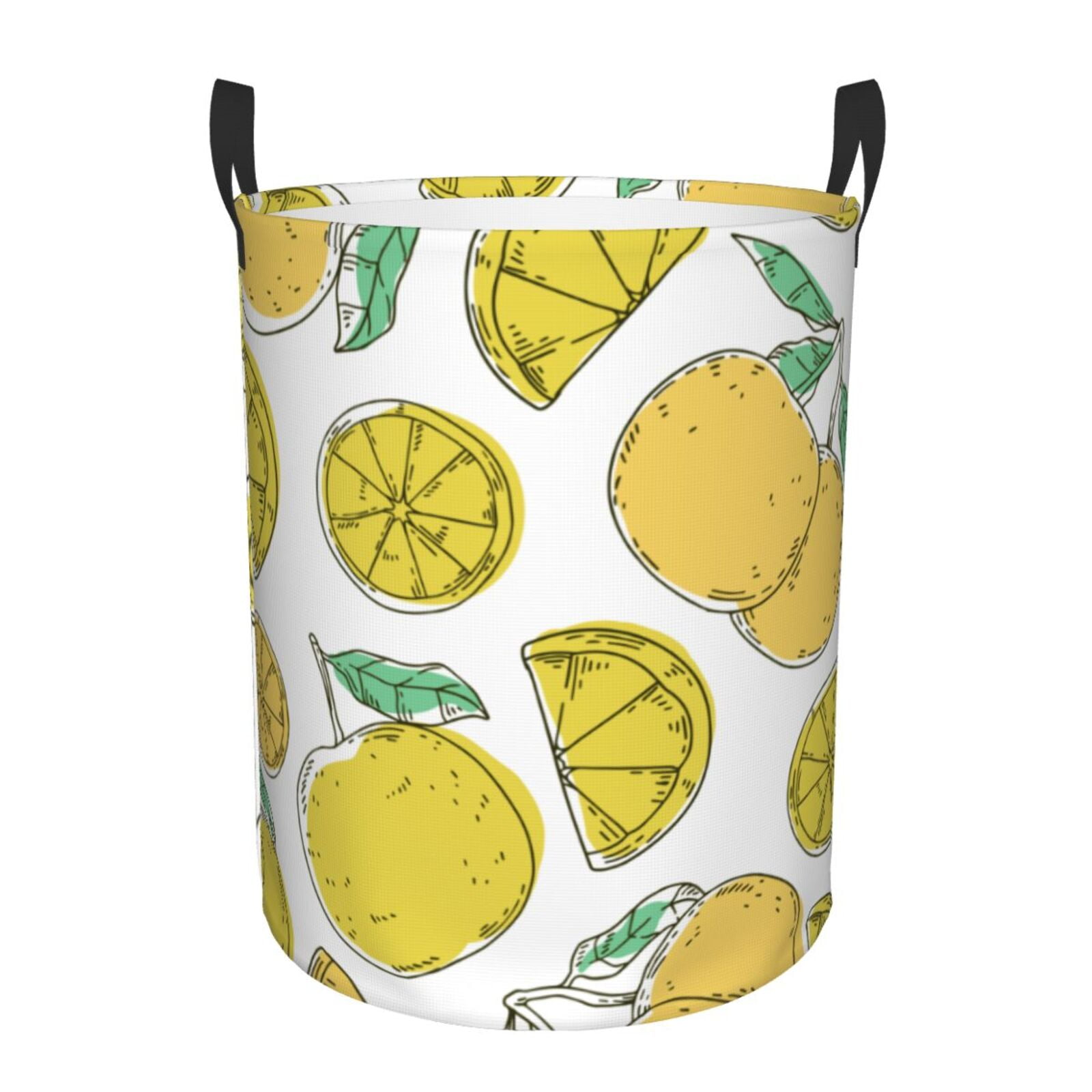 XMXT Collapsible Laundry Basket, Lemon Pear Doodle Polyester Waterproof ...