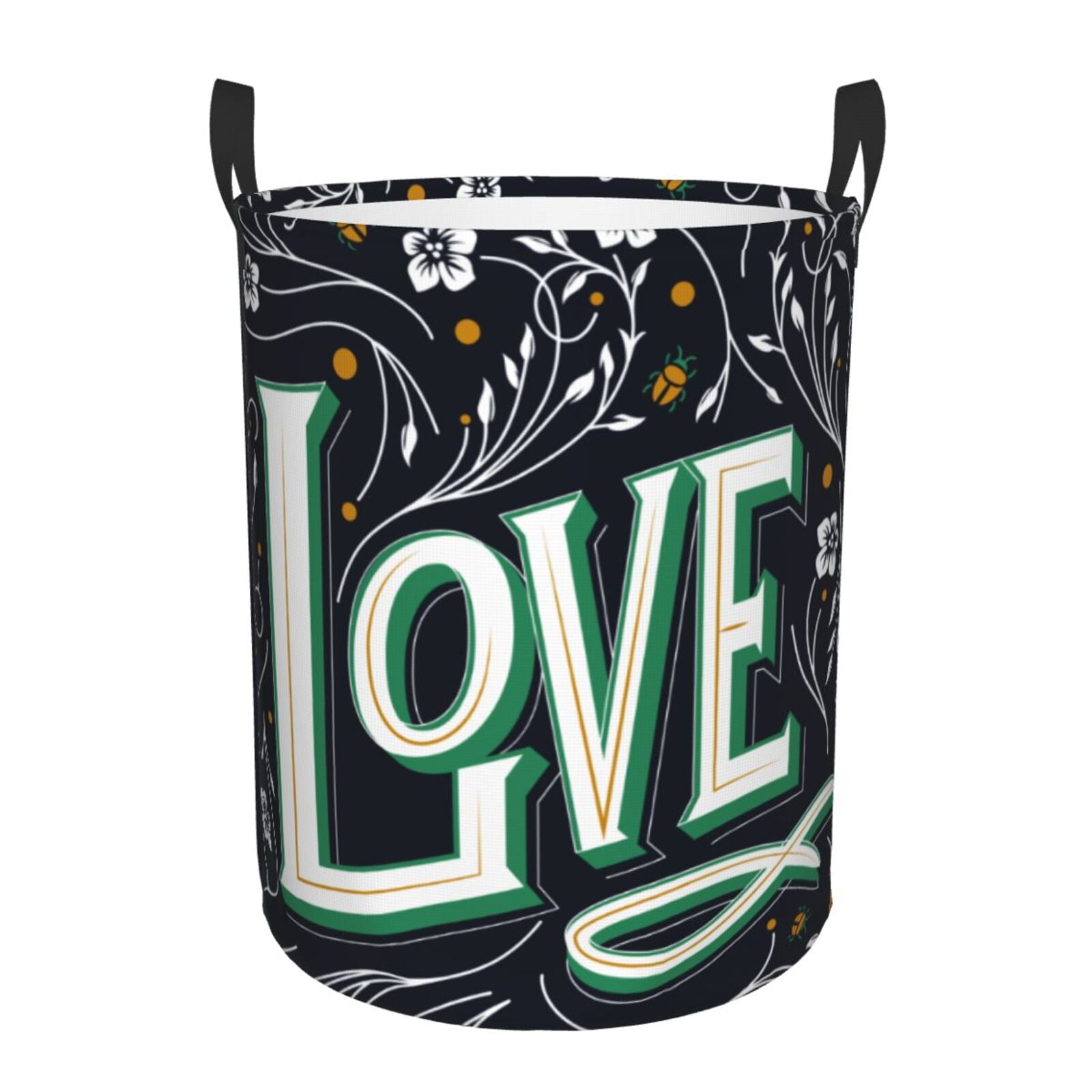 XMXT Collapsible Laundry Basket, Love Decorative Alphabet Polyester ...