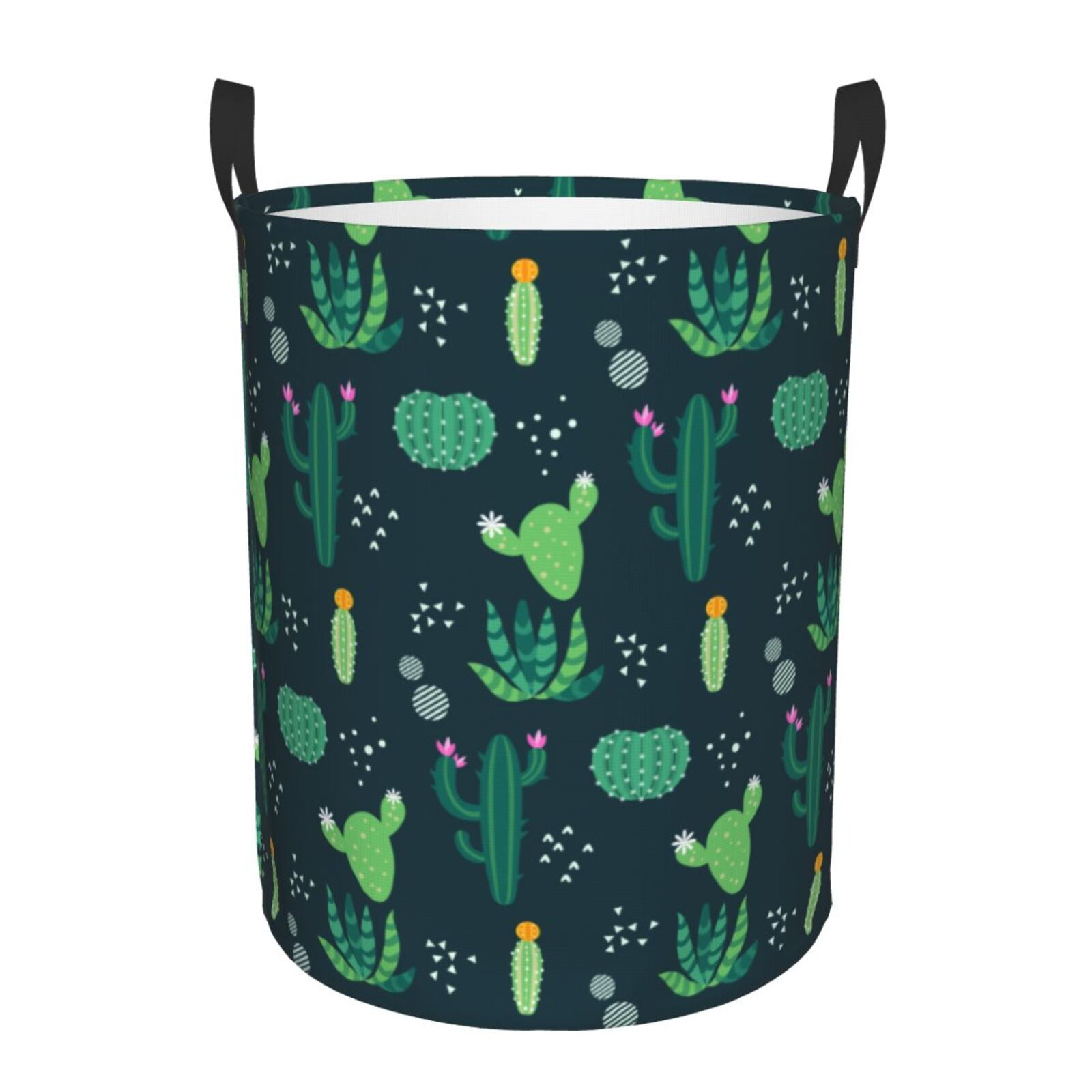 XMXT Collapsible Laundry Basket, Lovely Green Cactus Polyester ...