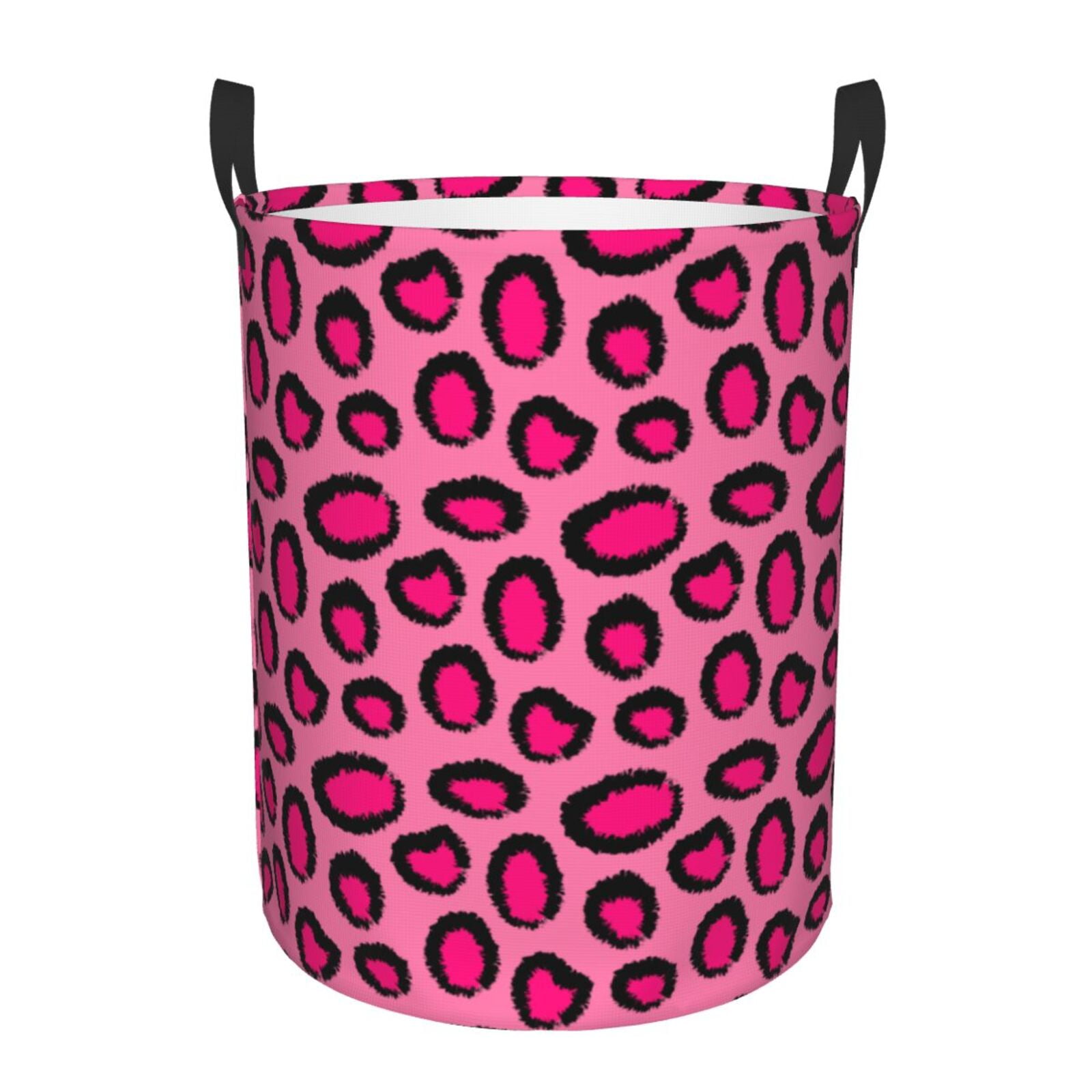 XMXT Collapsible Laundry Basket, Magenta Leopard Print Polyester ...