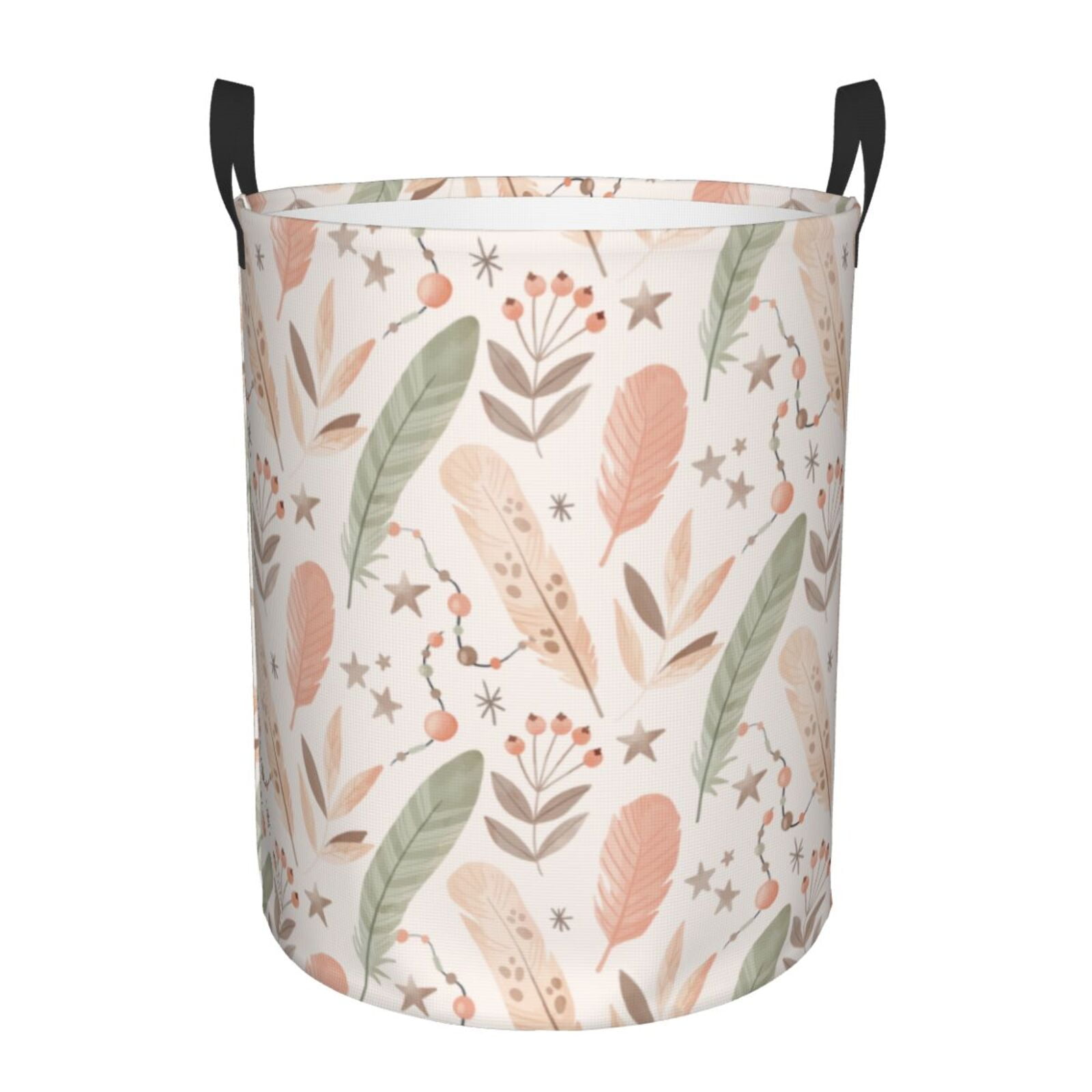 XMXT Collapsible Laundry Basket, Minimalist Feather Print Polyester ...