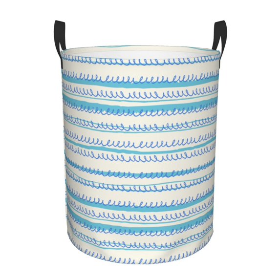 XMXT Collapsible Laundry Basket, Simple Wave Print Waterproof Laundry ...