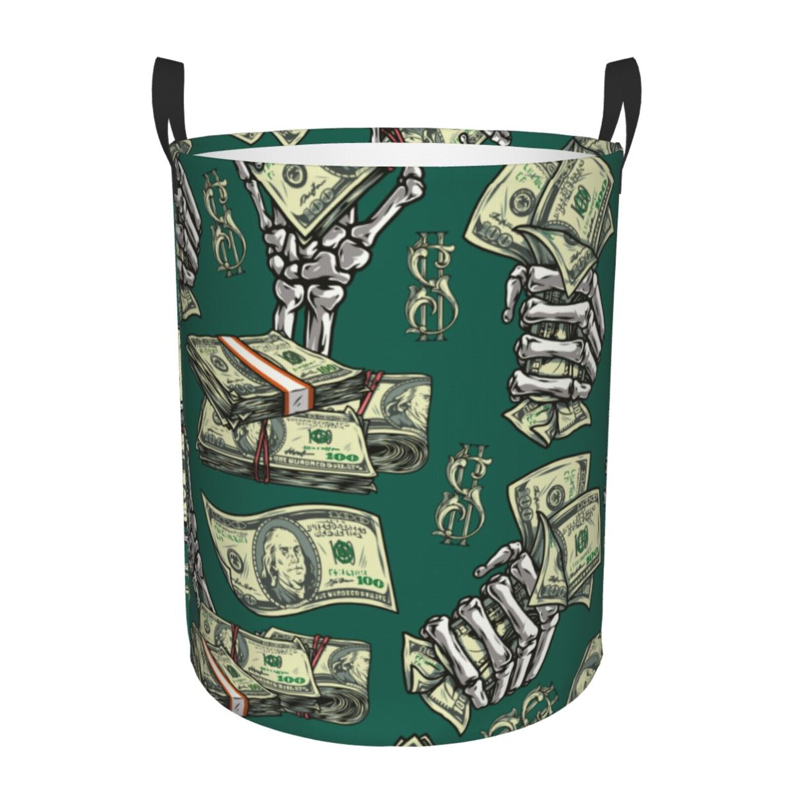 XMXT Collapsible Laundry Basket, Skeleton Hand Banknote Waterproof ...