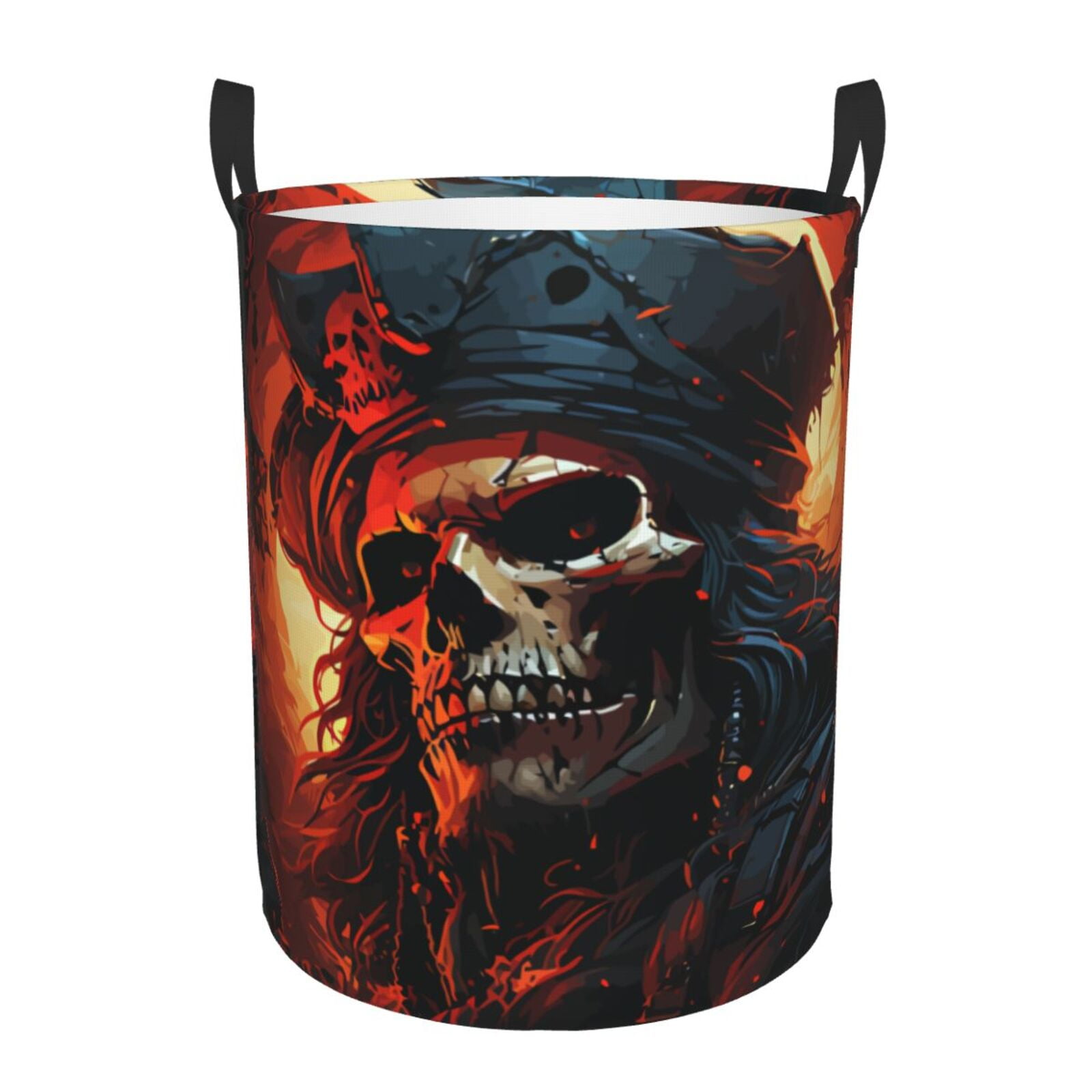 XMXT Collapsible Laundry Basket, Skeleton Pirate Illustration Polyester ...