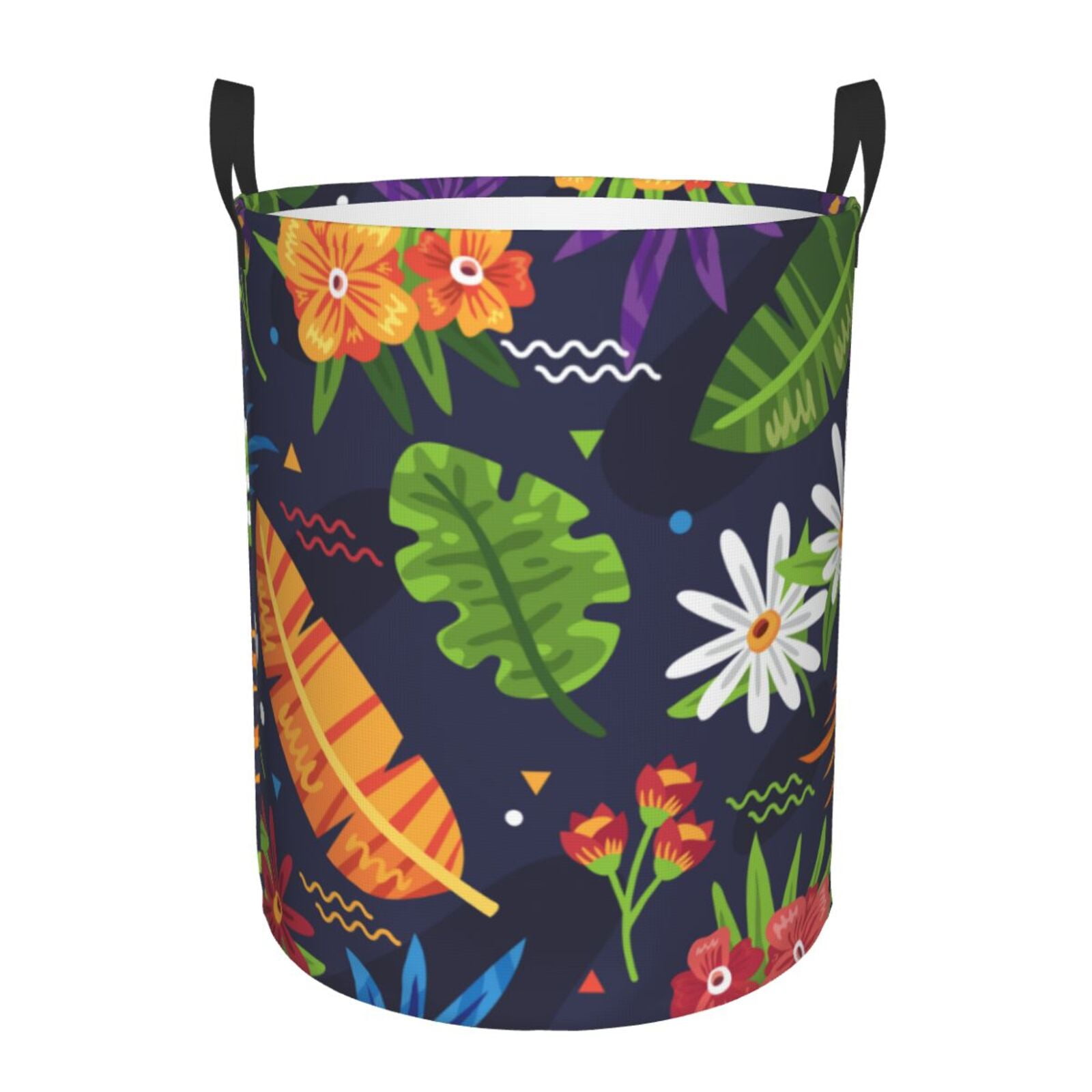 XMXT Collapsible Laundry Basket, Tropical Decorative Leaves Polyester ...