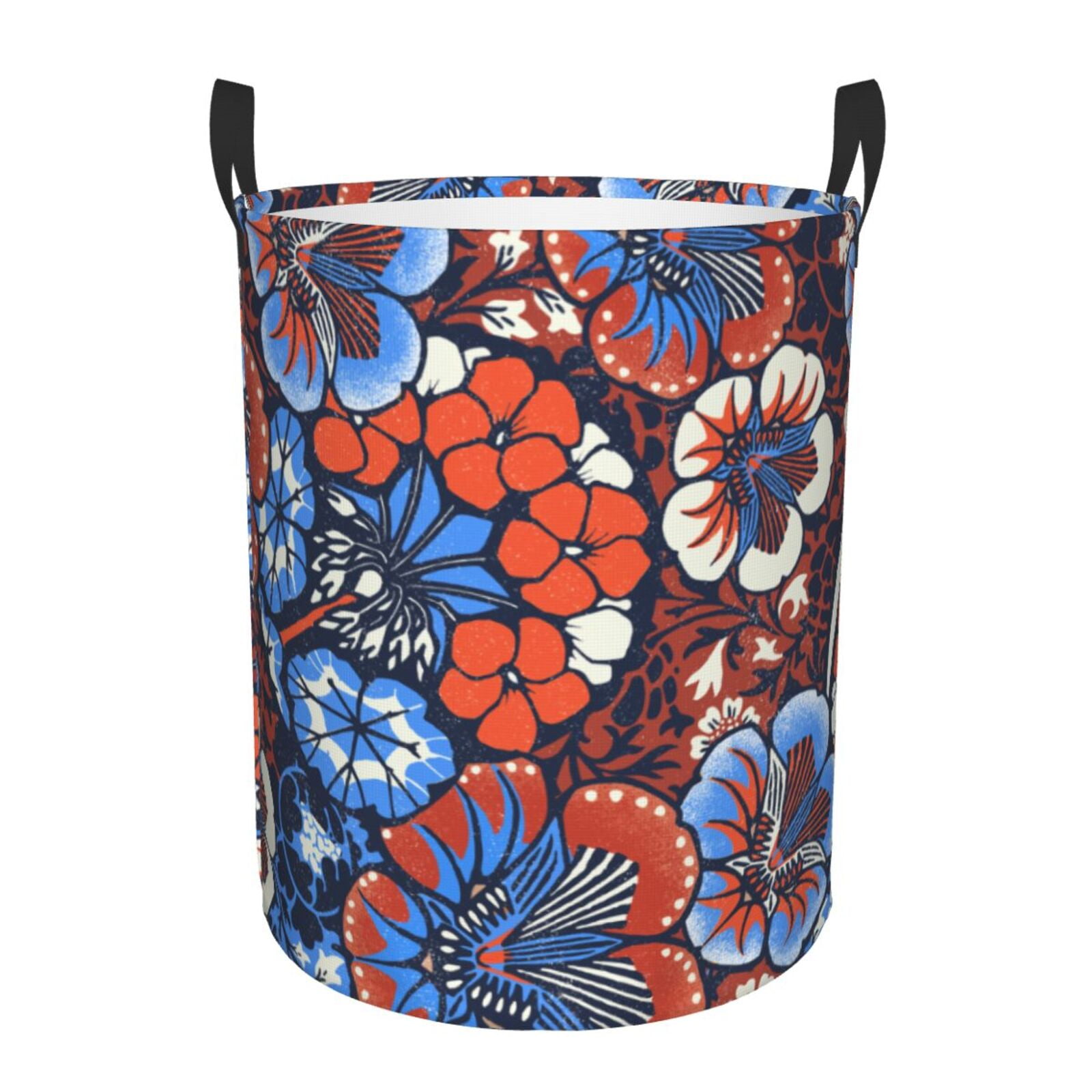 XMXT Collapsible Laundry Basket, Vintage Batik Flowers Polyester ...