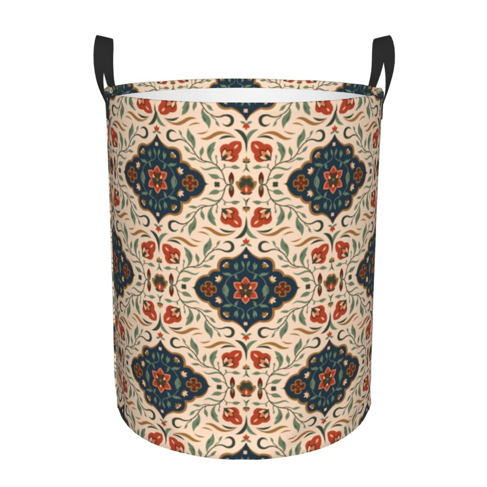 XMXT Collapsible Laundry Basket, Vintage Flower Design Polyester ...