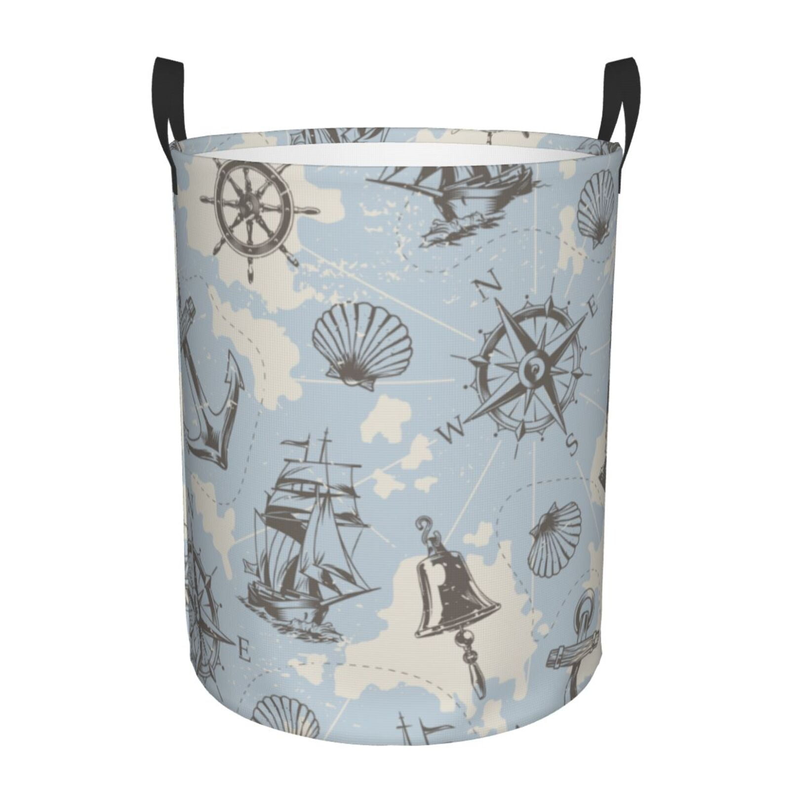 XMXT Collapsible Laundry Basket, Vintage Nautical Ship Polyester ...