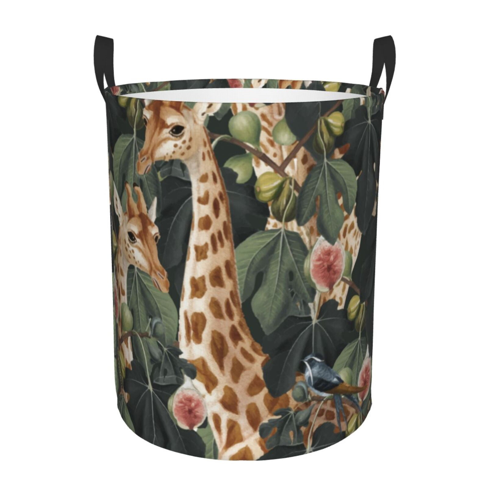 XMXT Collapsible Laundry Basket, Watercolor Plant Giraffe Waterproof ...
