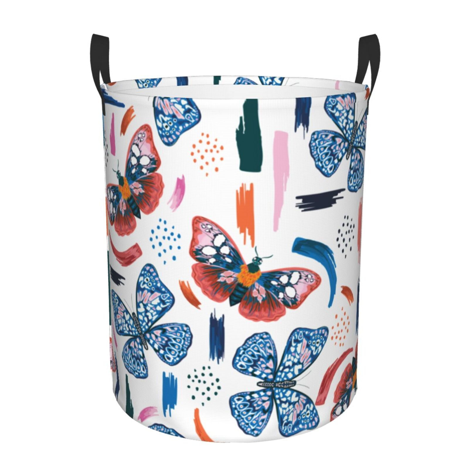 XMXT Collapsible Laundry Basket, Watercolor Two Color Butterfly ...