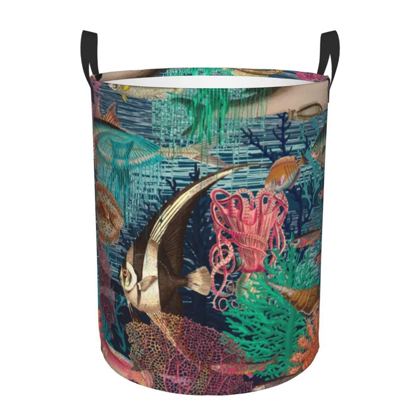 XMXT Collapsible Laundry Basket, Watercolor Underwater Creatures ...