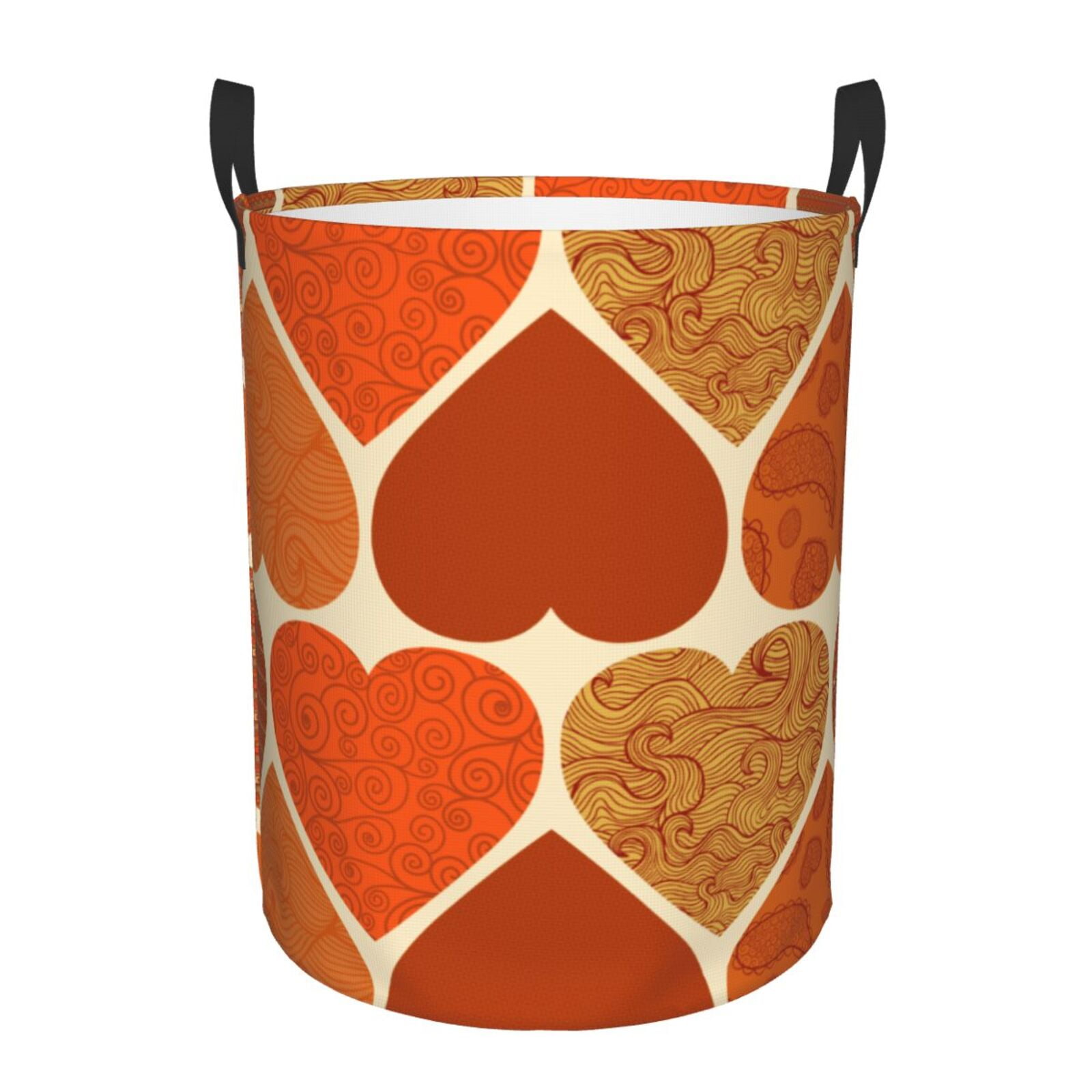 XMXT Collapsible Laundry Basket, Yellow Decorative Heart Waterproof ...