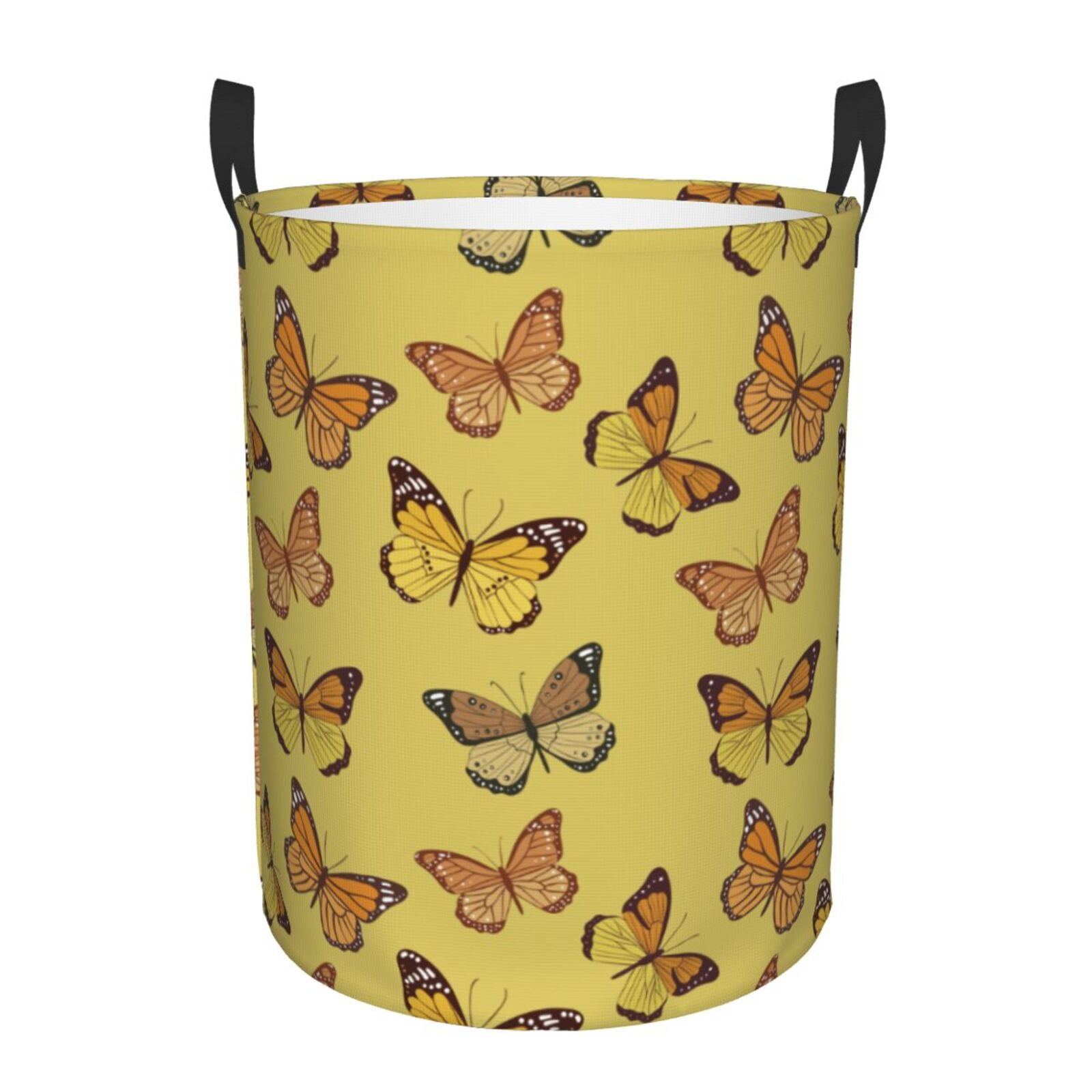 XMXT Collapsible Laundry Basket, Yellow Multi Butterfly Waterproof ...