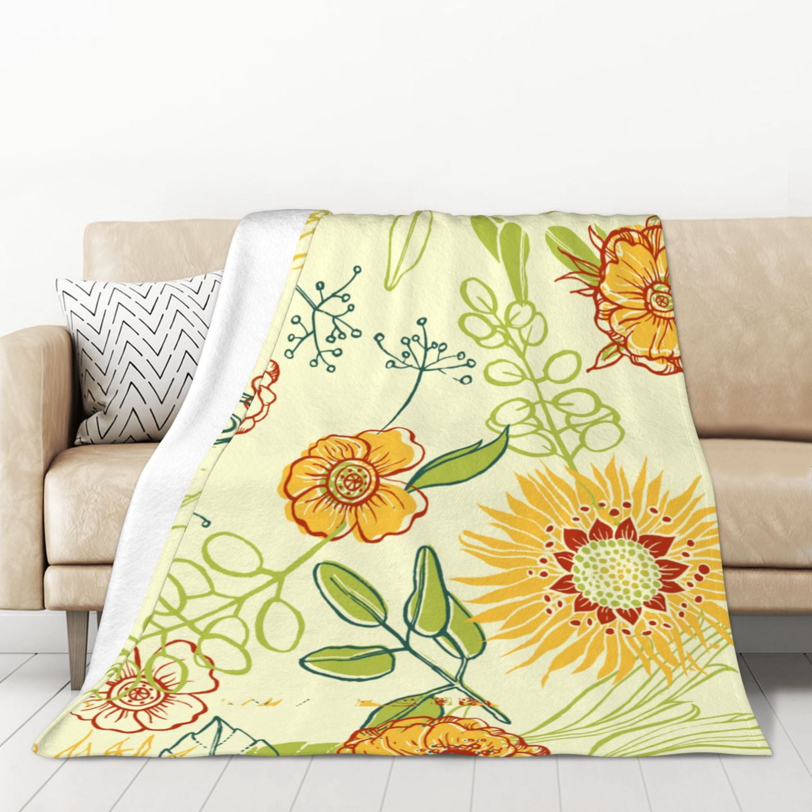 XMXT Flannel Throw Blanket, Abstract Sunflower Line Drawing Throw ...
