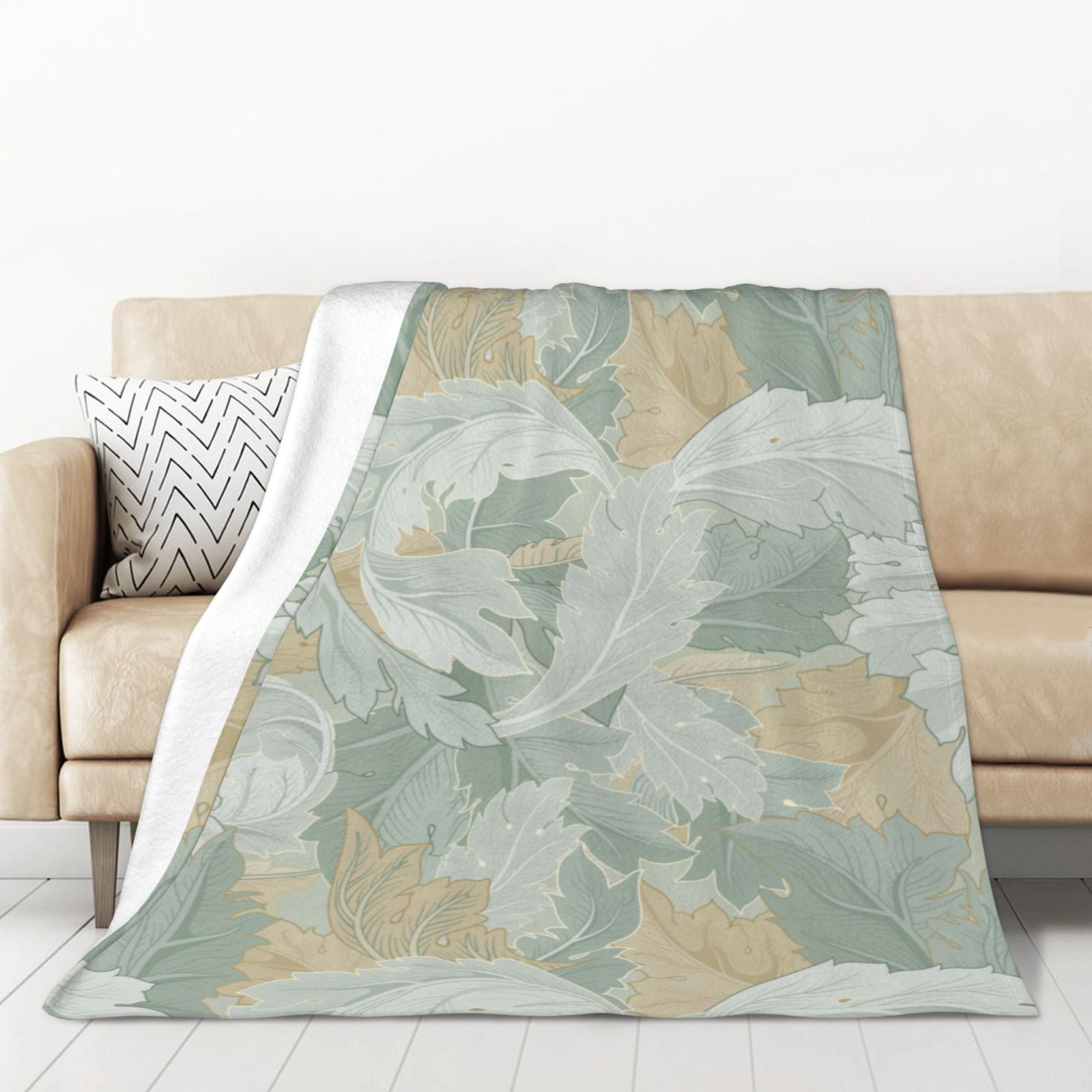 XMXT Flannel Throw Blanket, Classical Leaves Hand Painted Throw ...