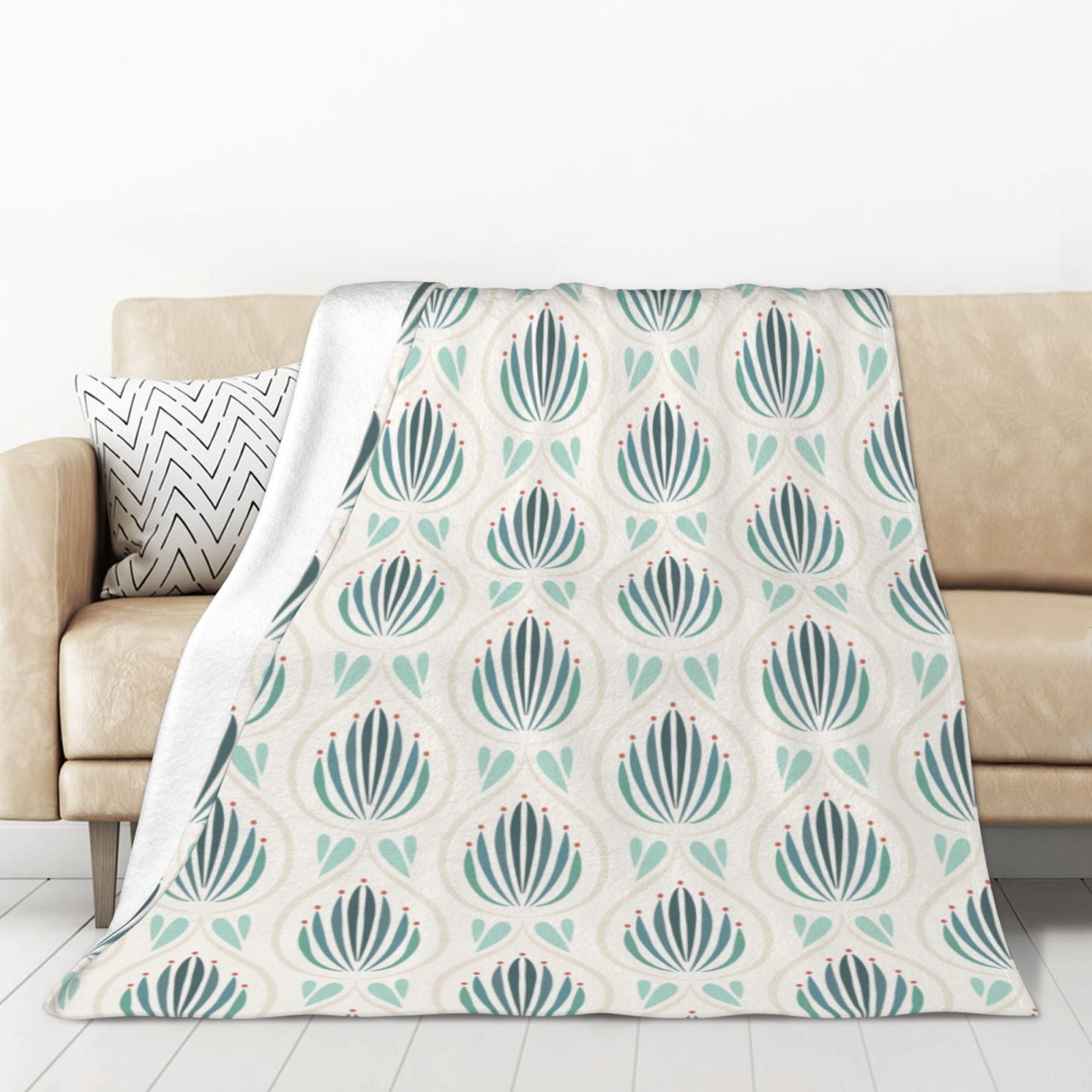 XMXT Flannel Throw Blanket, Fresh Plant Texture Throw Blankets for Bed ...