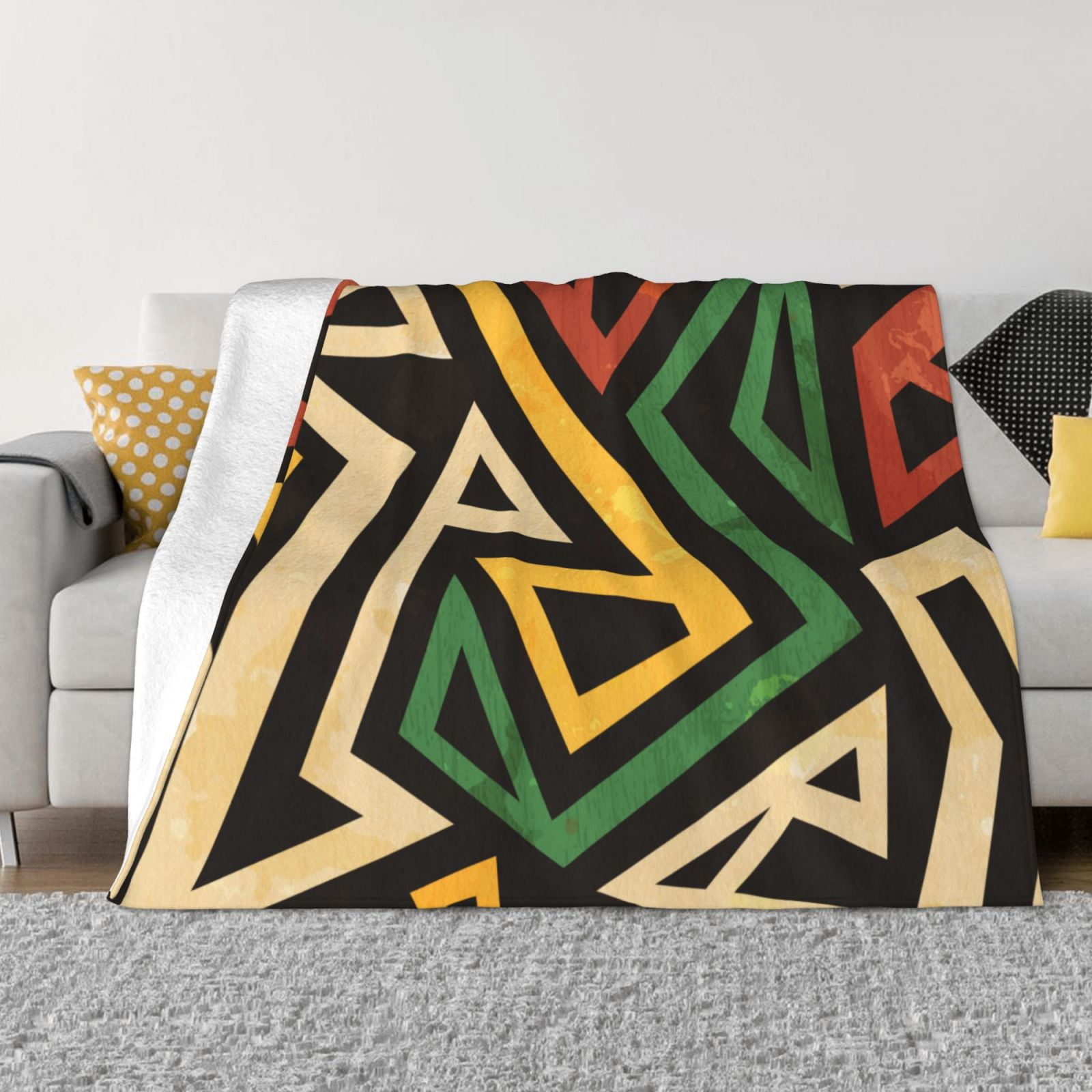 XMXT Flannel Throw Blanket for Couch, African Geometric Prints Bed Sofa ...