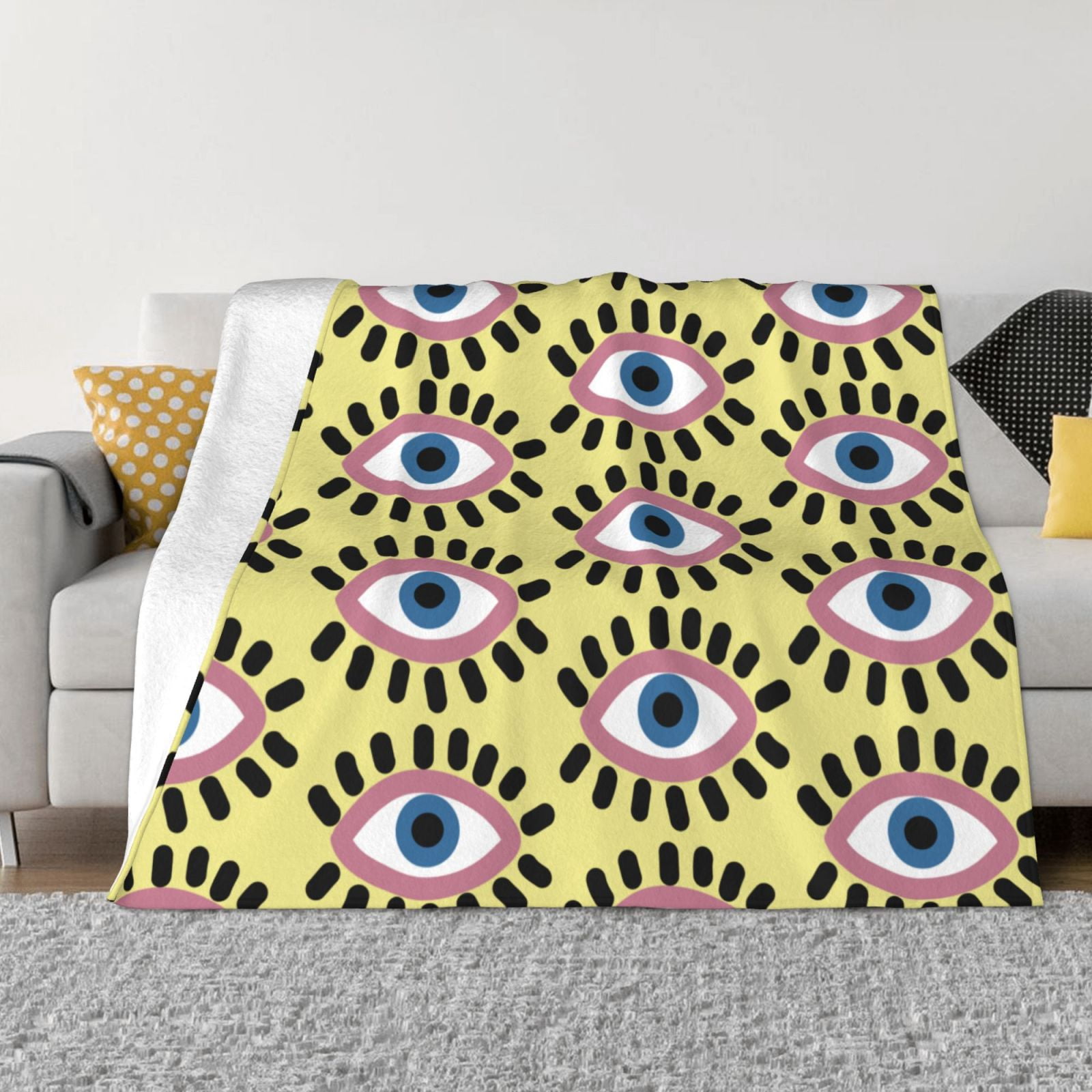 XMXT Flannel Throw Blanket for Couch, Beautiful Evil Eyes Bed Sofa ...