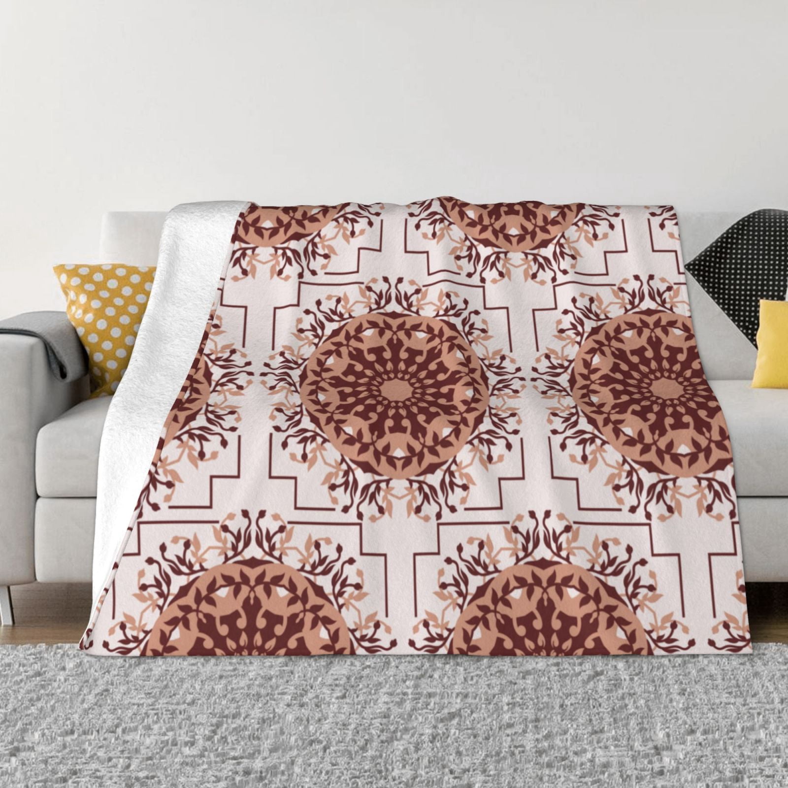 XMXT Flannel Throw Blanket for Couch, Beautiful Persian Patterns Bed ...