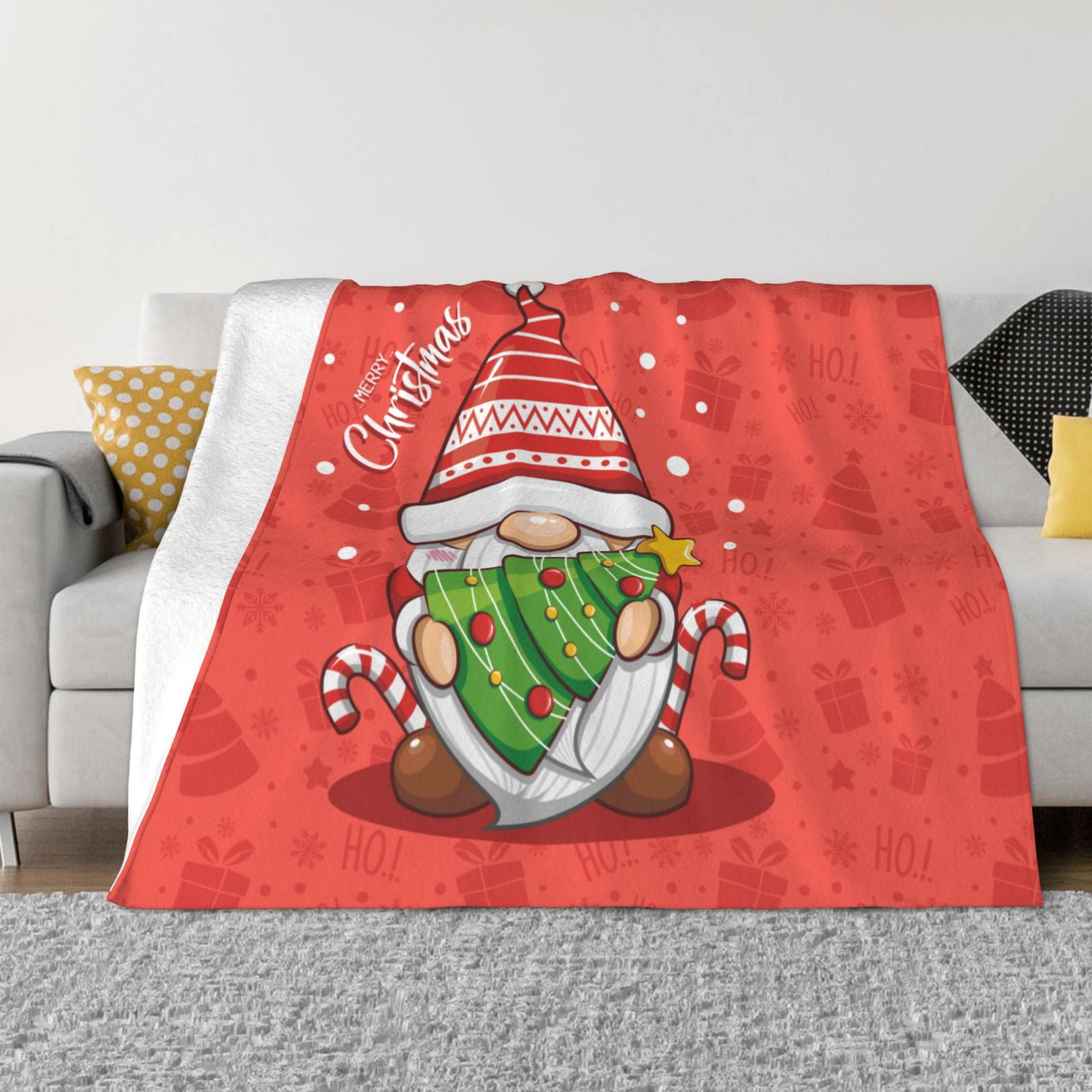 XMXT Flannel Throw Blanket for Couch, Cartoon Christmas Elf Bed Sofa ...