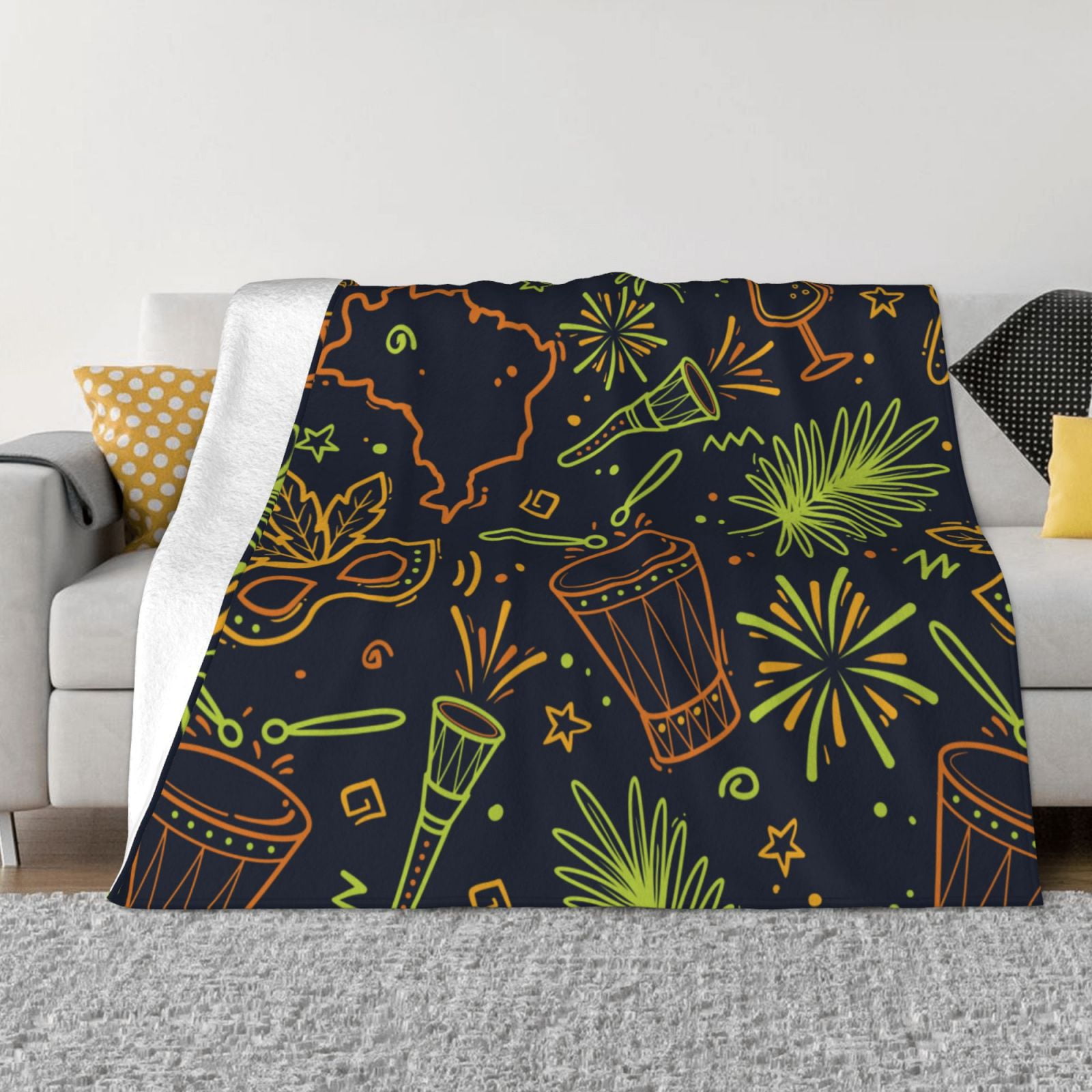 XMXT Flannel Throw Blanket for Couch, Cartoon Parade Pattern Bed Sofa ...