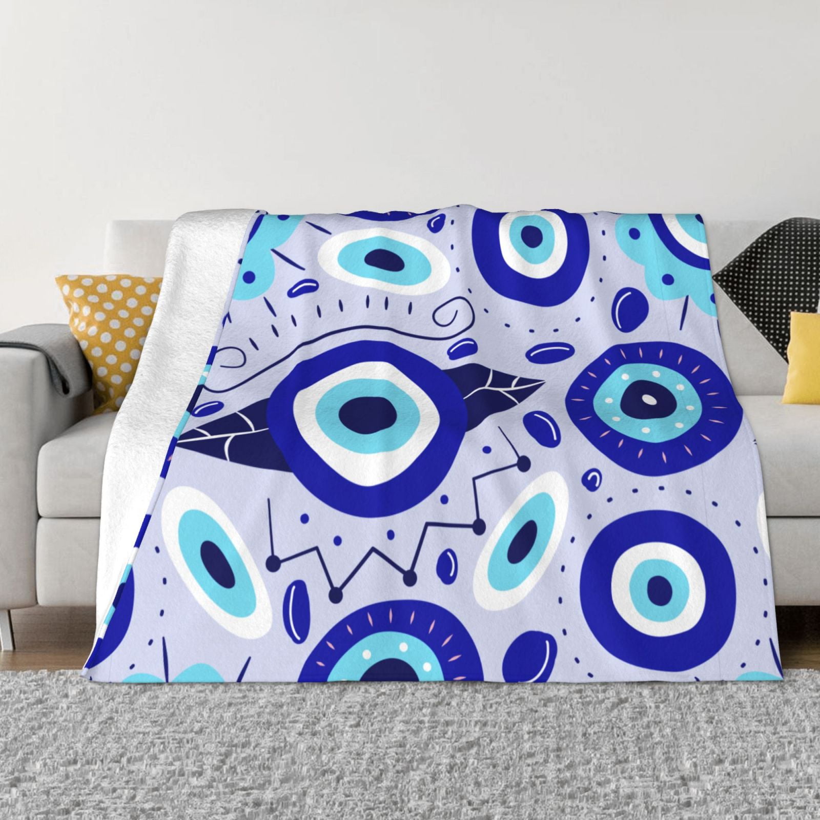 XMXT Flannel Throw Blanket for Couch, Evil Abstract Eyes Bed Sofa Decor ...