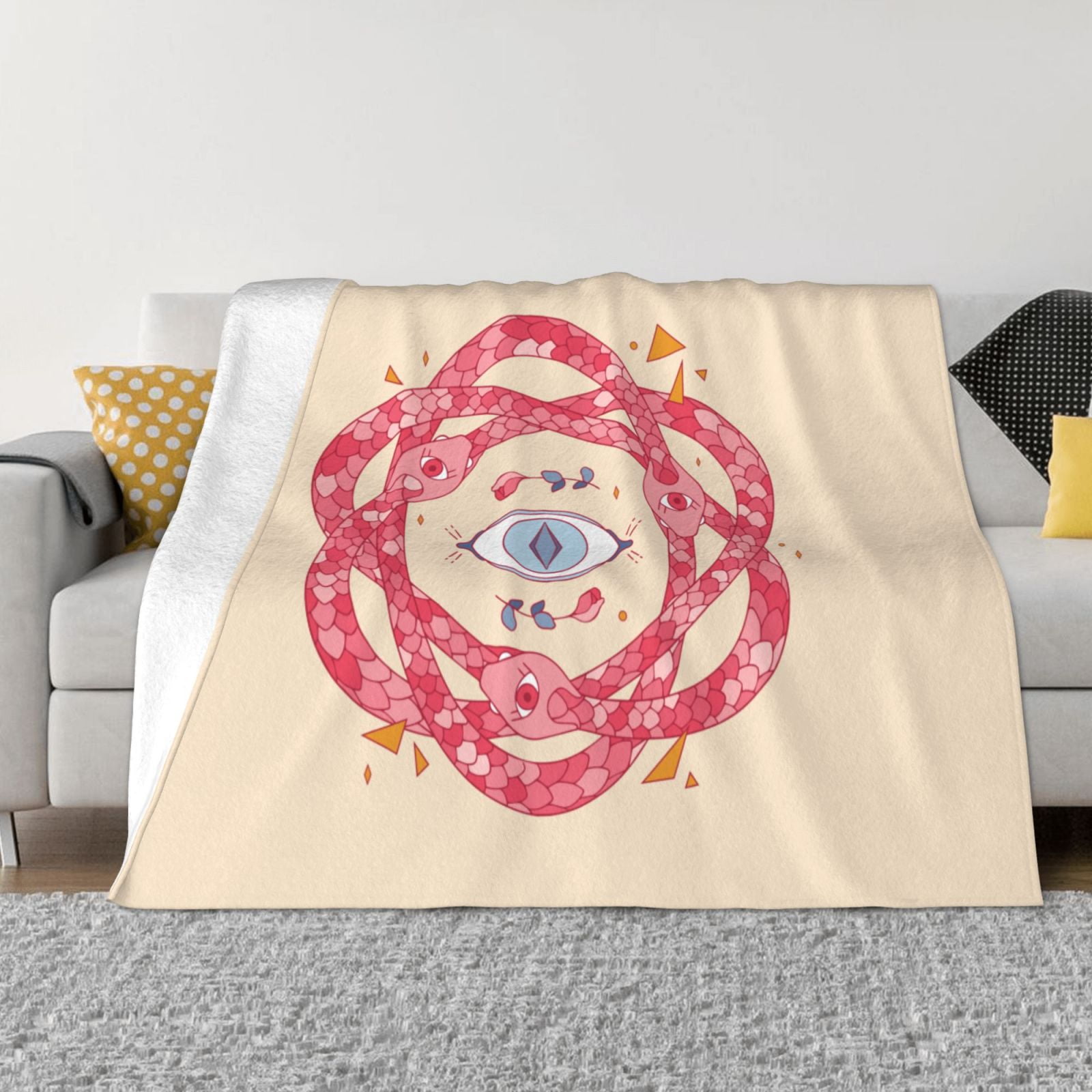 XMXT Flannel Throw Blanket for Couch, Evil Pink Cartoon Eye Bed Sofa ...