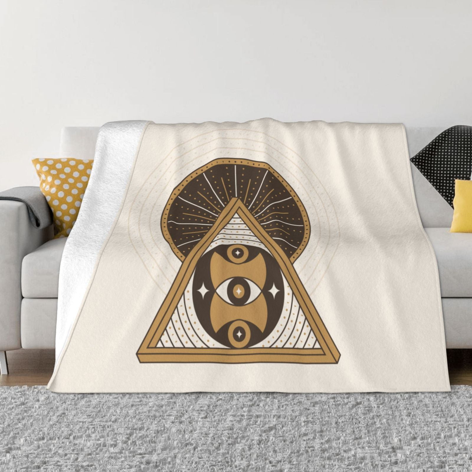 XMXT Flannel Throw Blanket for Couch, Eye Symbol Illustration Bed Sofa ...