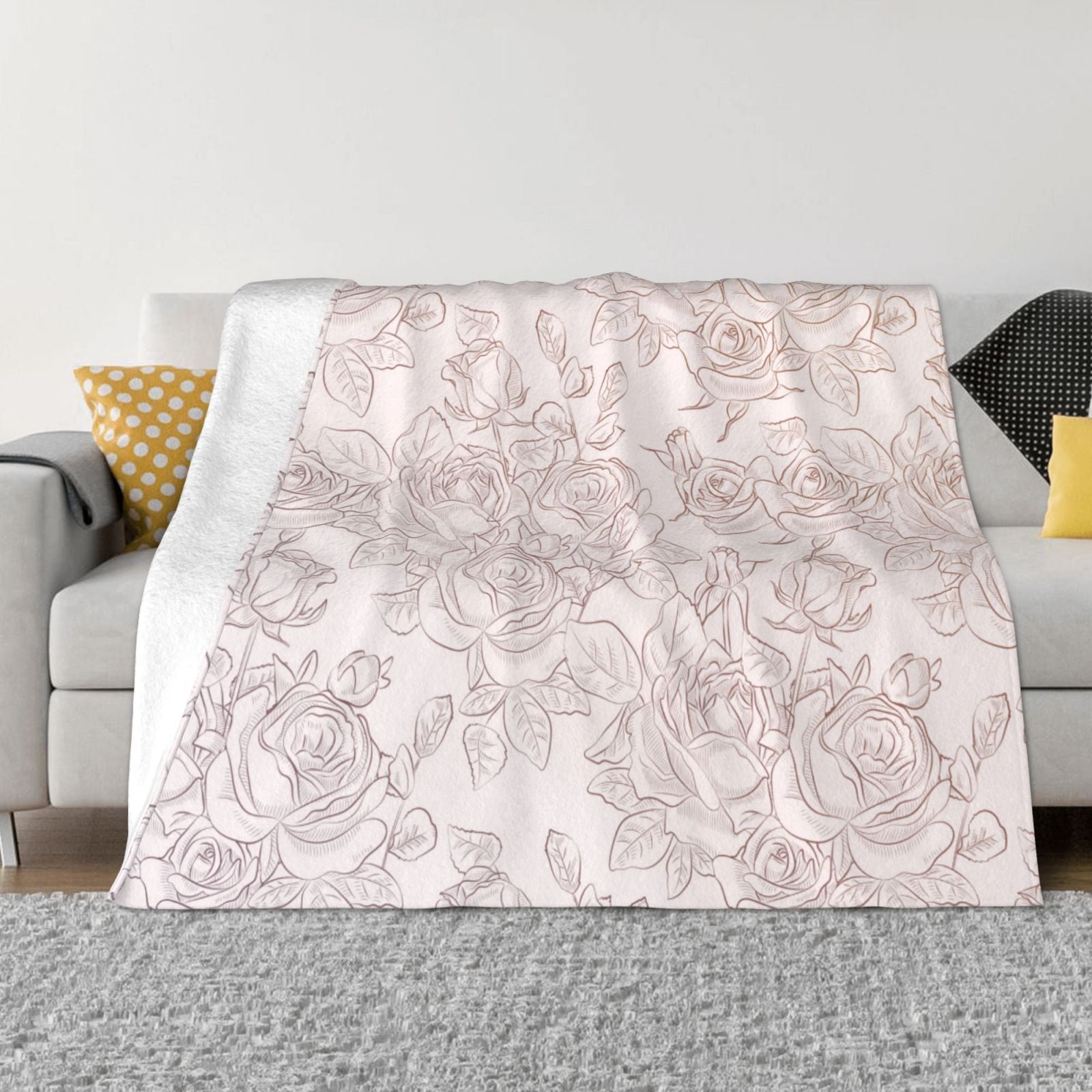 XMXT Flannel Throw Blanket for Couch, Fans Rose Drawing Bed Sofa Decor ...