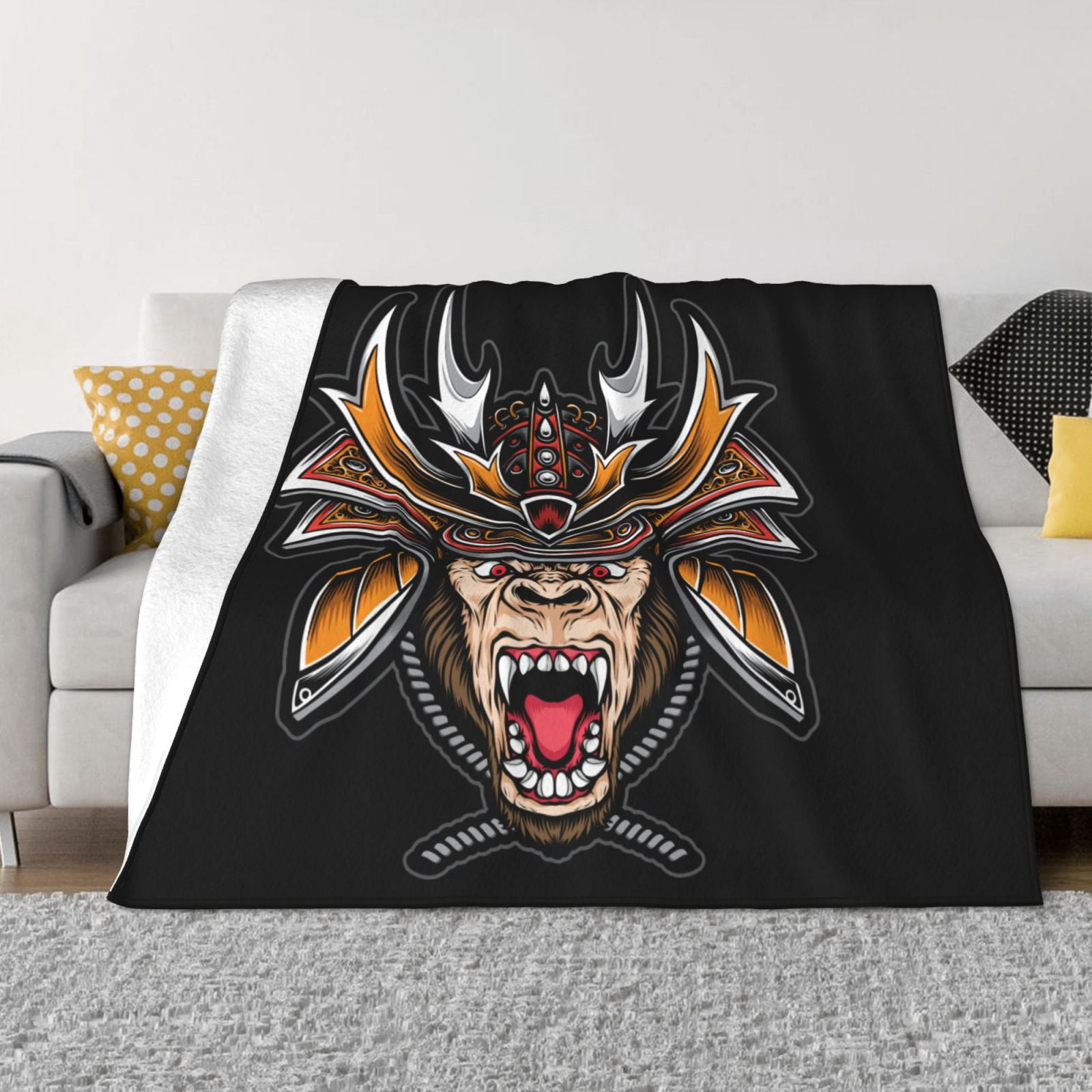 XMXT Flannel Throw Blanket for Couch, Warm Japanese Orangutan General ...