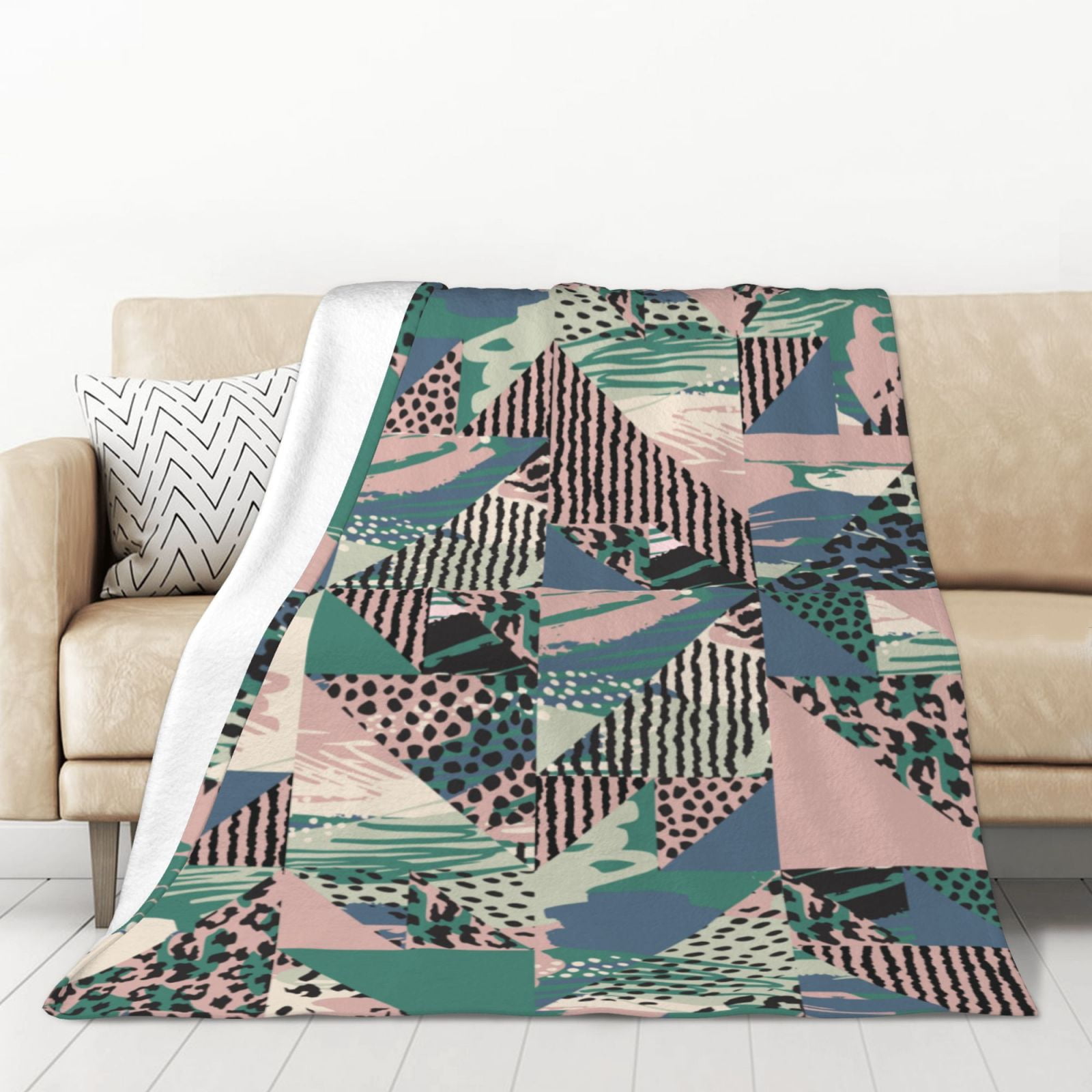 XMXT Flannel Warm Throw Blanket, Animal Print Collage Bedroom Decor ...