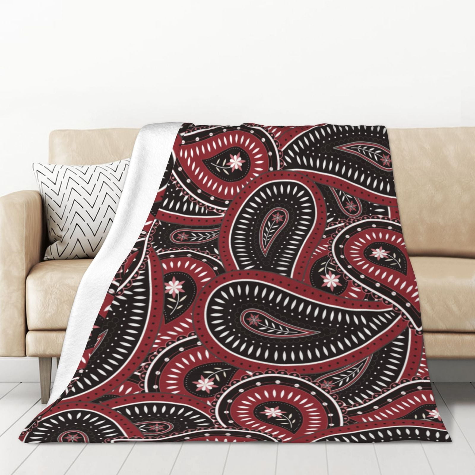 XMXT Flannel Warm Throw Blanket, Budapest Ethnic Floral Print Bedroom ...